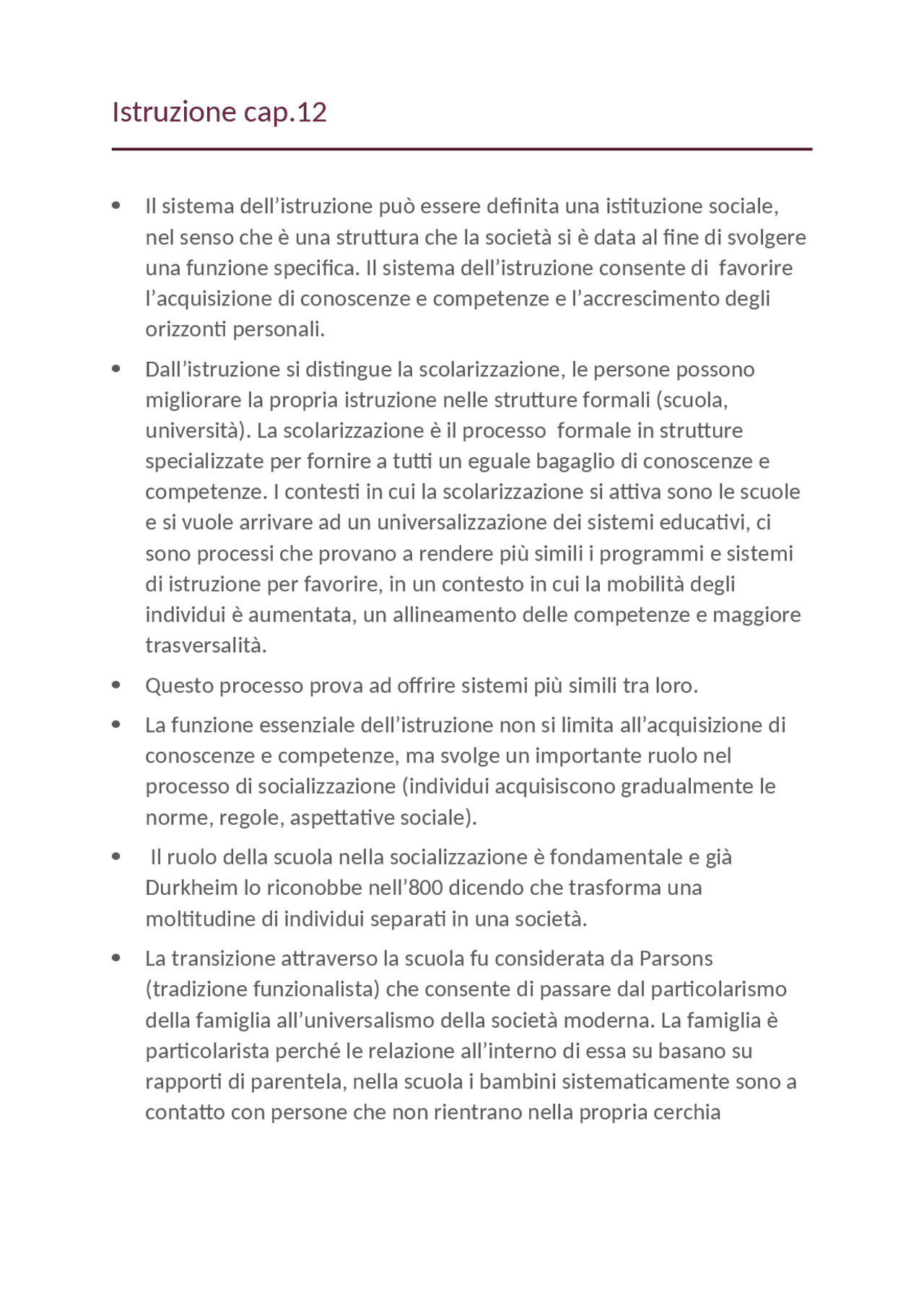 Appunti Sociologia Generale Istruzione Docsity