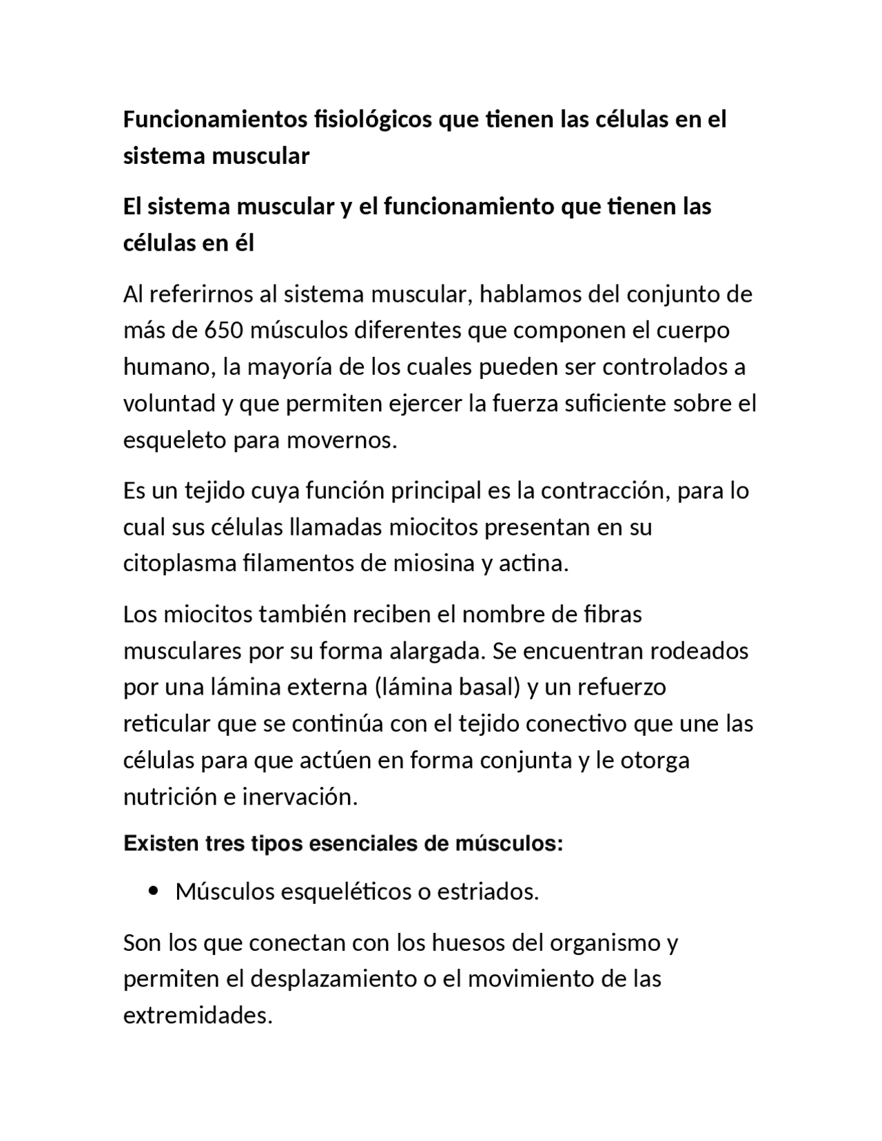 Células en el Sistema Muscular: Tipos y Características | Monografías ...