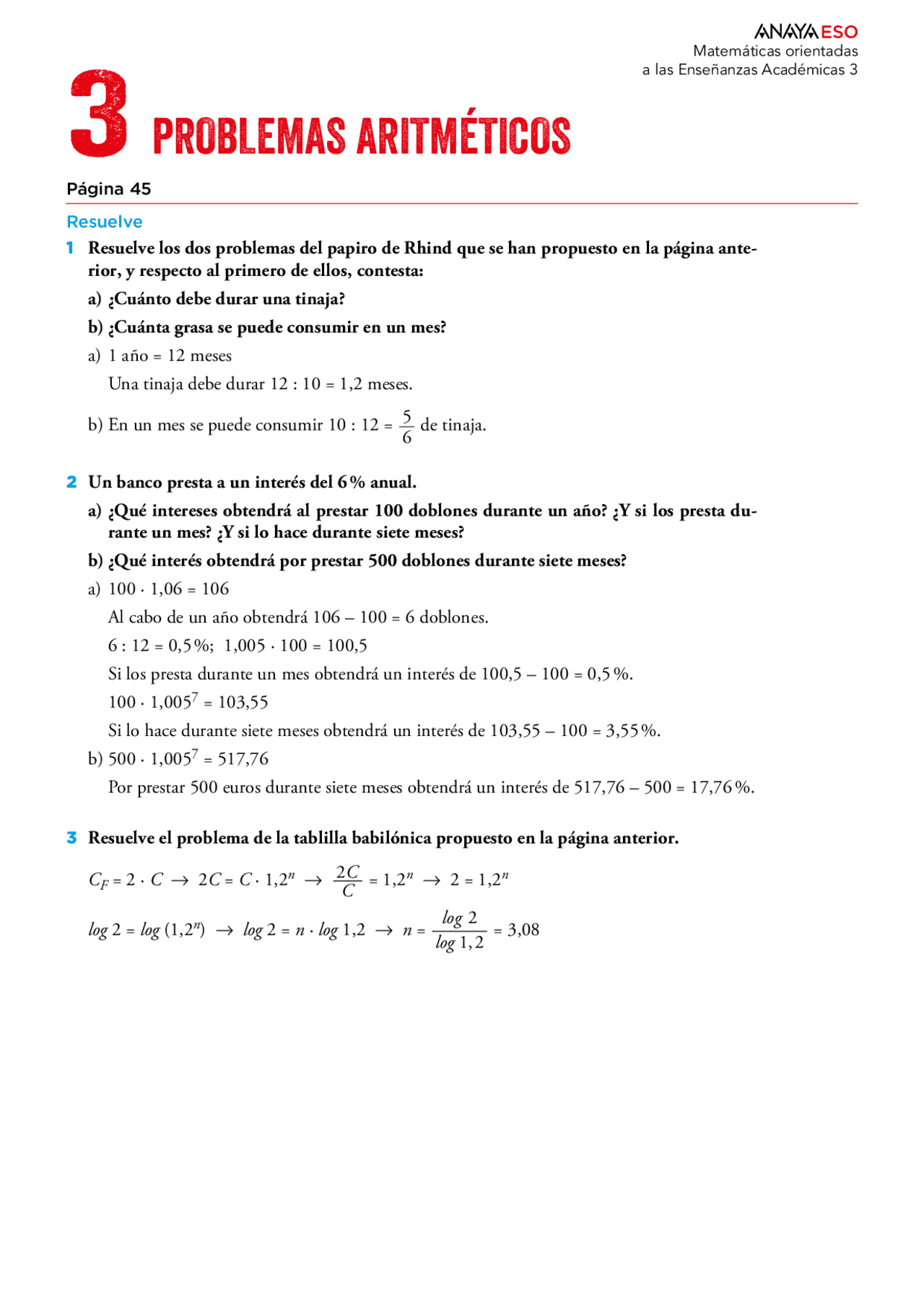 Solucionario matemáticas 3 eso tema 3 académicas | Ejercicios de ...