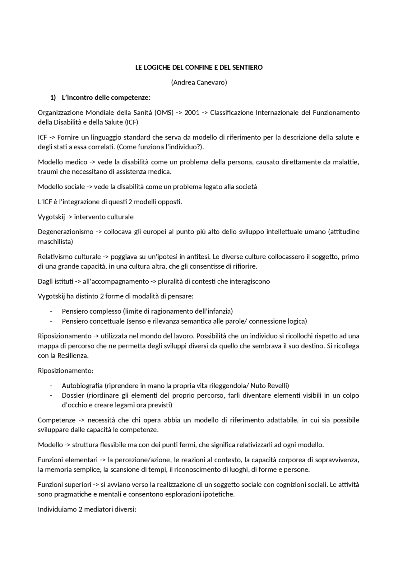Le Logiche Del Confine E Del Sentiero Docsity