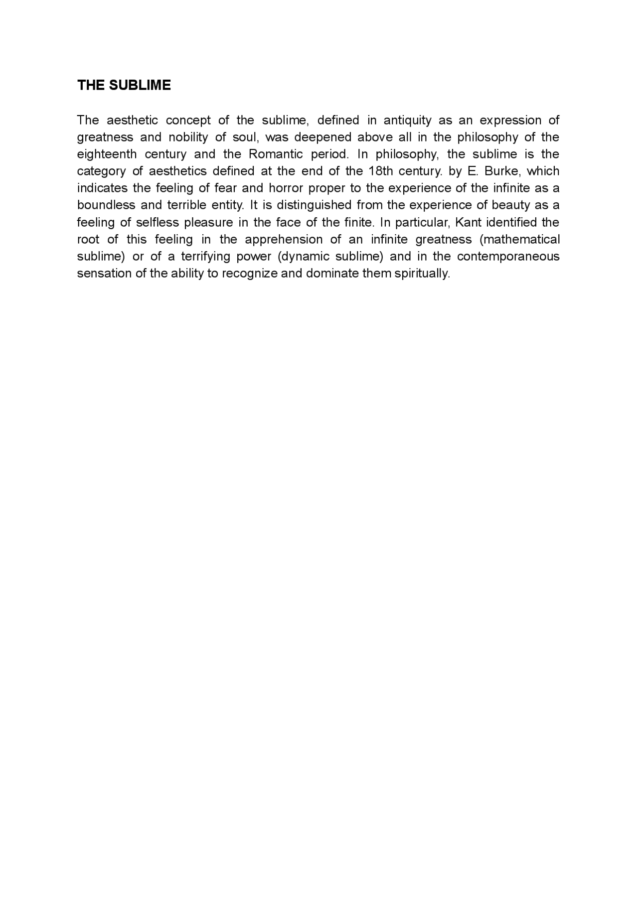 The Sublime Letterature Docsity