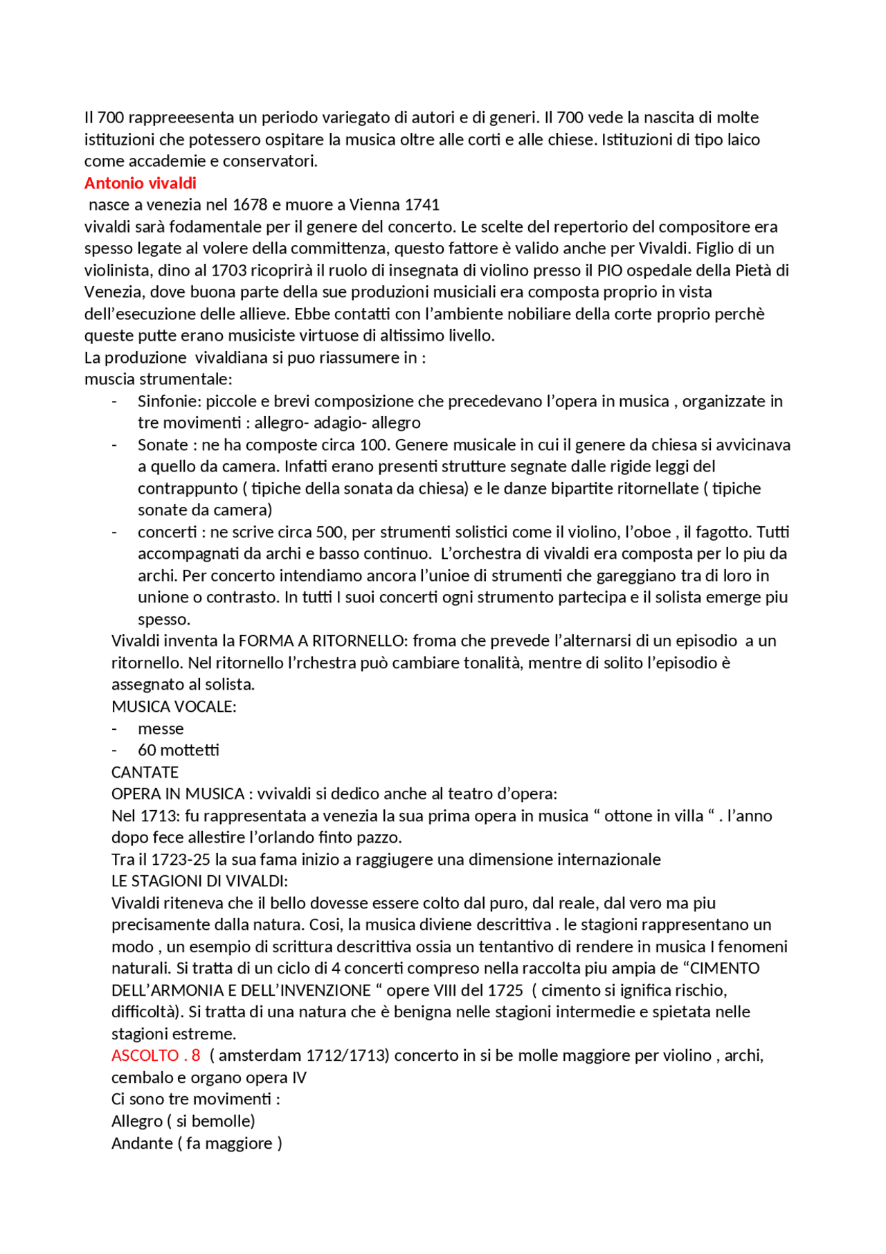 Bach e Vivaldi - opera seria e opera buffa - Docsity