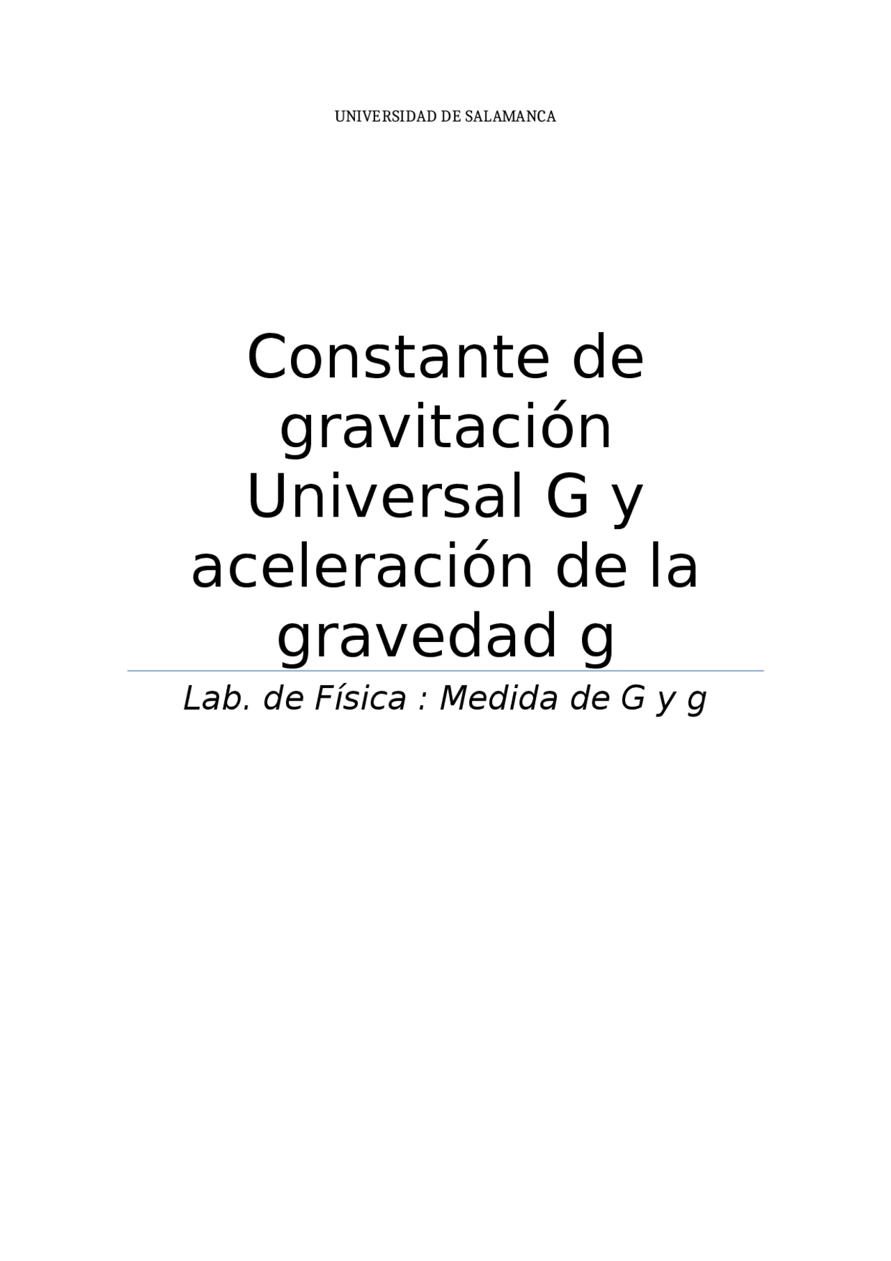 Constante de gravitación Universal G y aceleración de la gravedad - Docsity