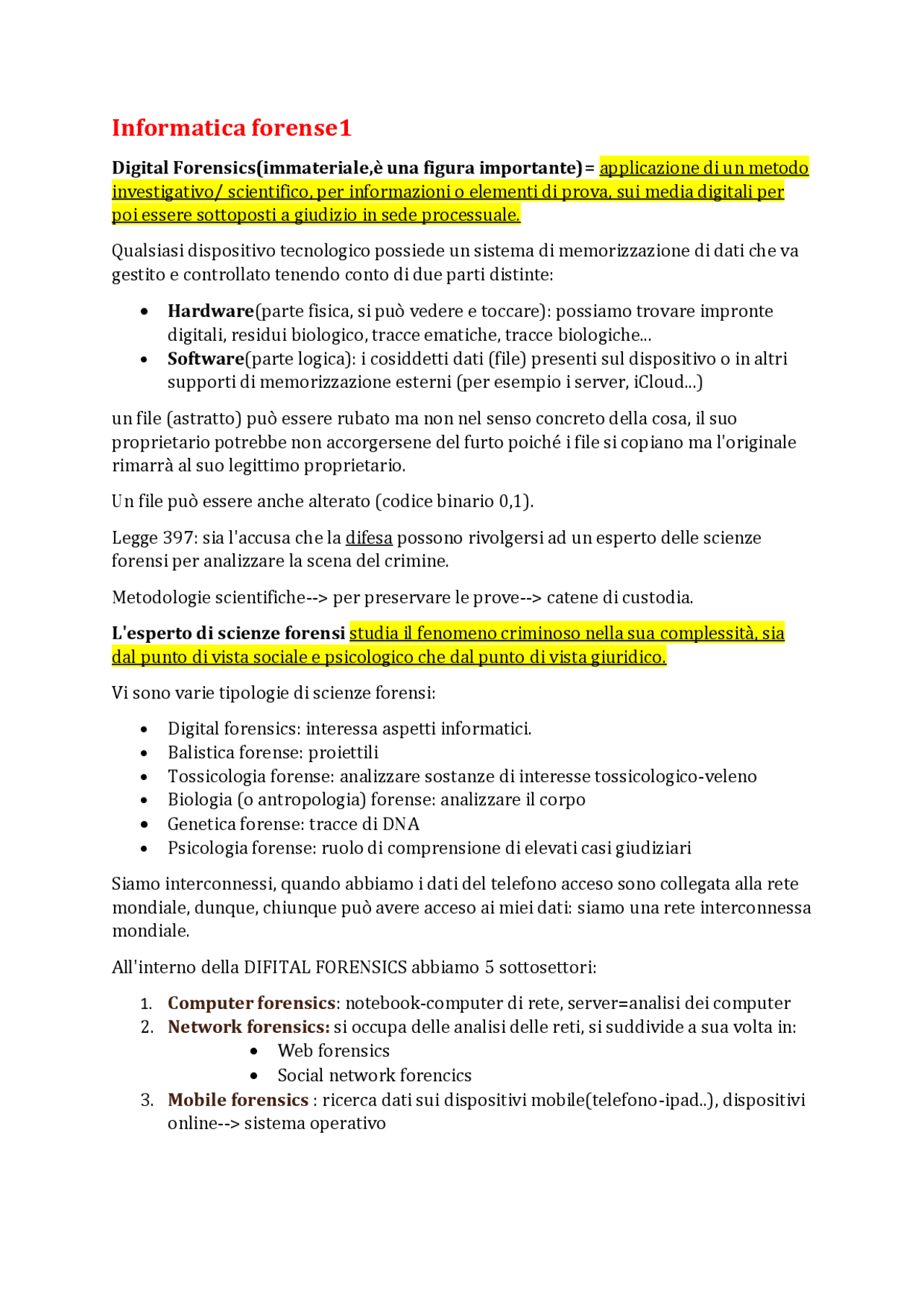 Appunti Iniziali Delle Prime Lezioni Docsity