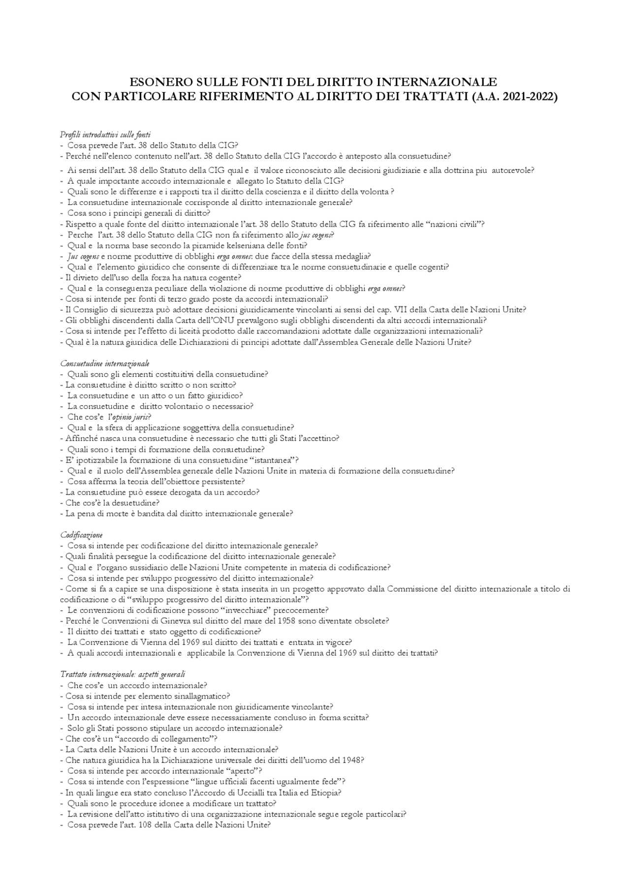 Diritto Internazionale Docsity