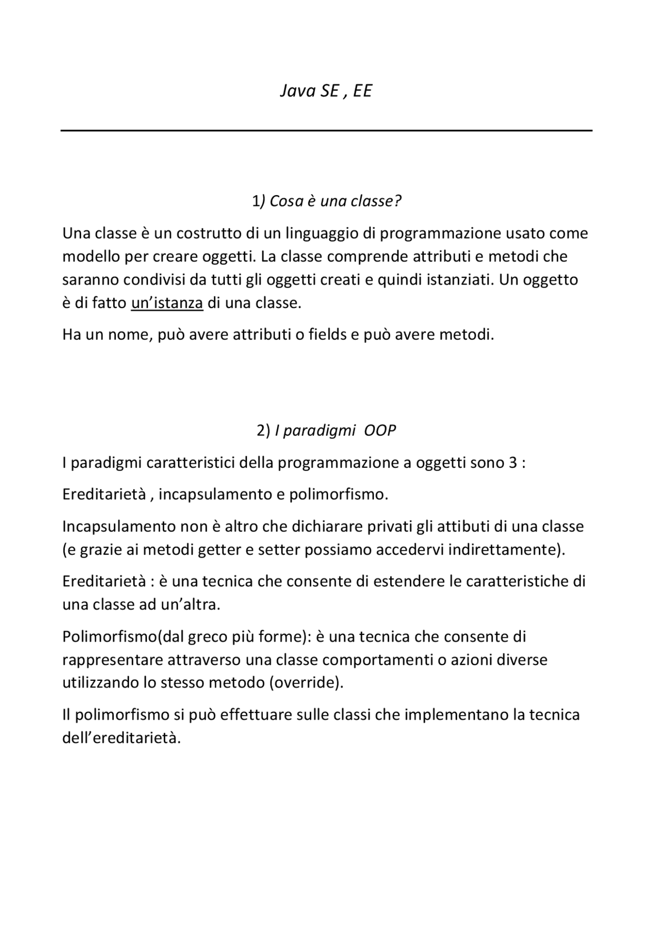Java Se E Ee Teoria Molto Valido Per I Colloqui Di Lavoro Appunti Di Programmazione Java 
