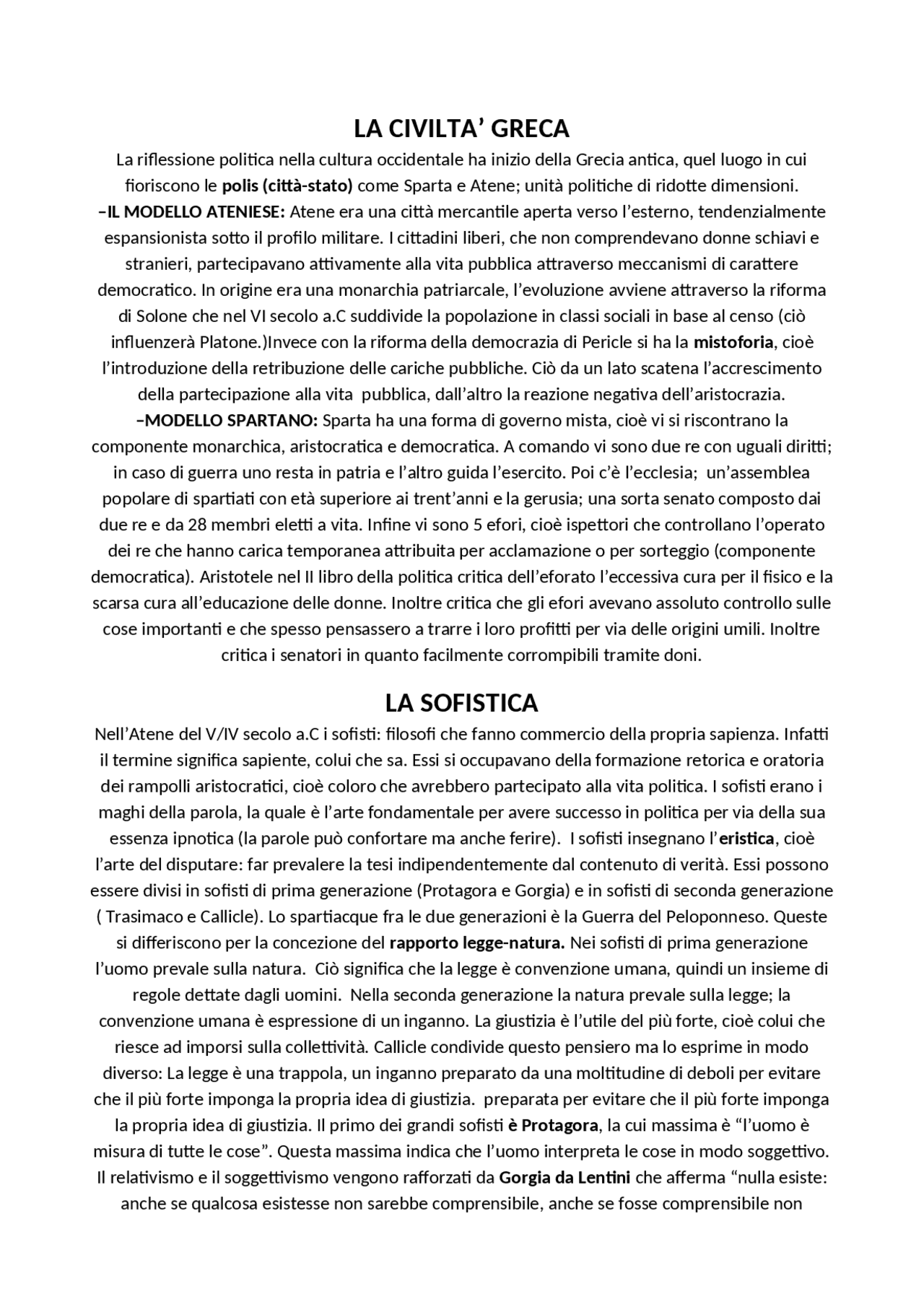 SOFISTICA ERODOTO CIVILTA' GRECA - Docsity