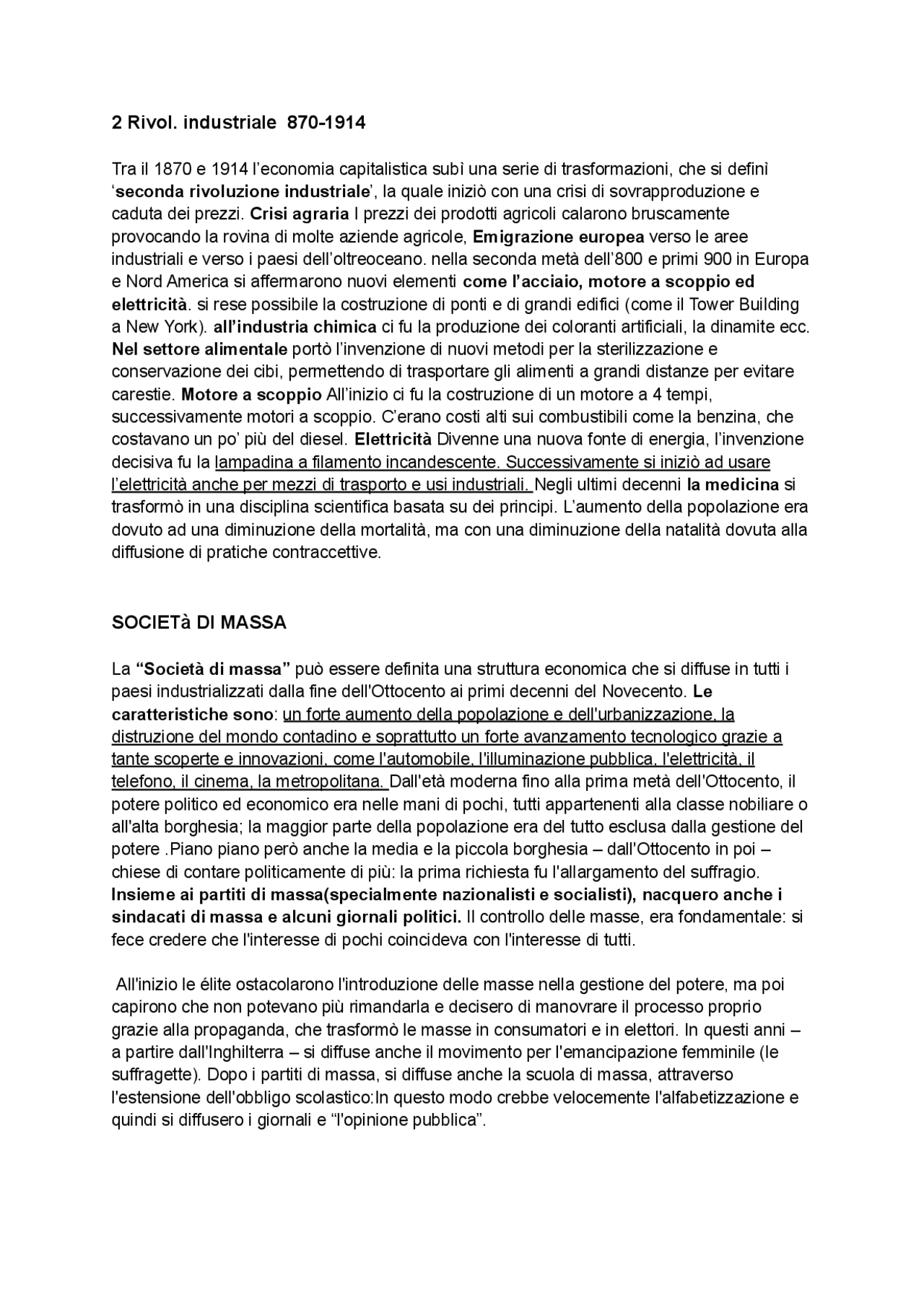 Riassunto Parti Importanti Docsity