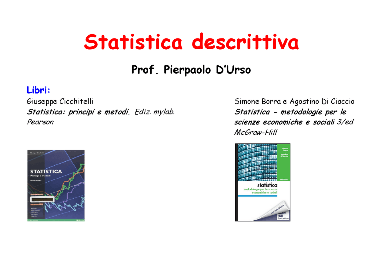 Statistica Appunti 2021 Docsity