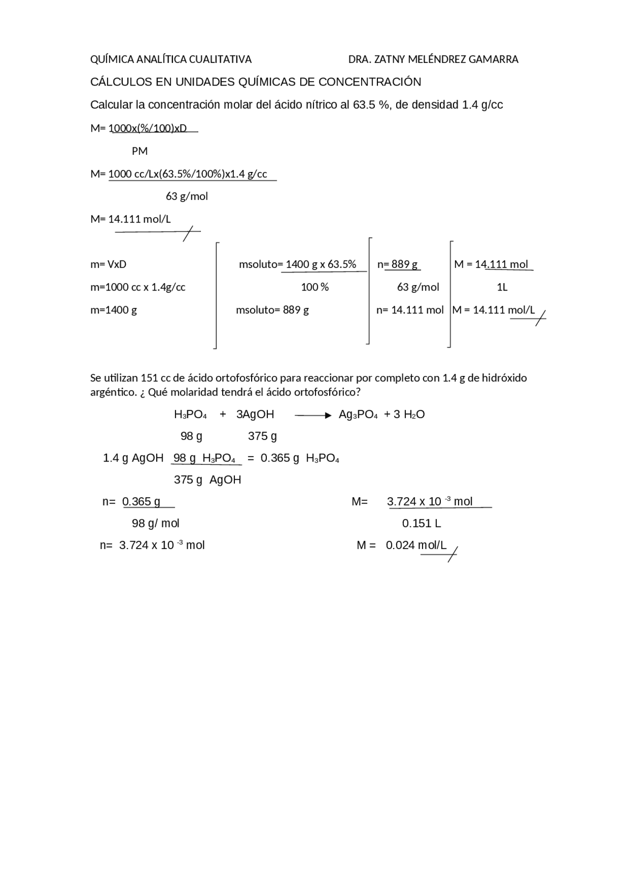 Química Analítica Ejercicios Docsity