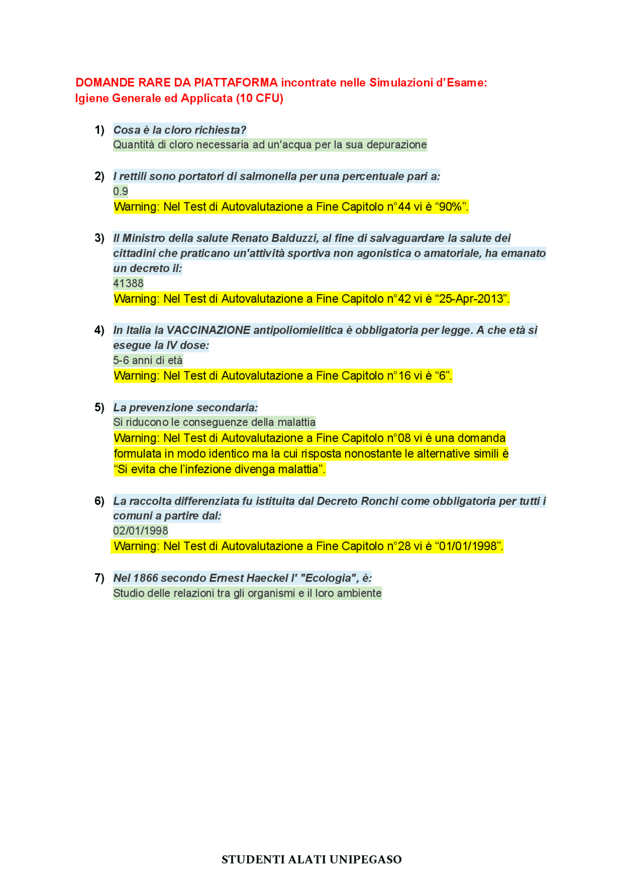 Test Extra Fuori Piattaforma Docsity