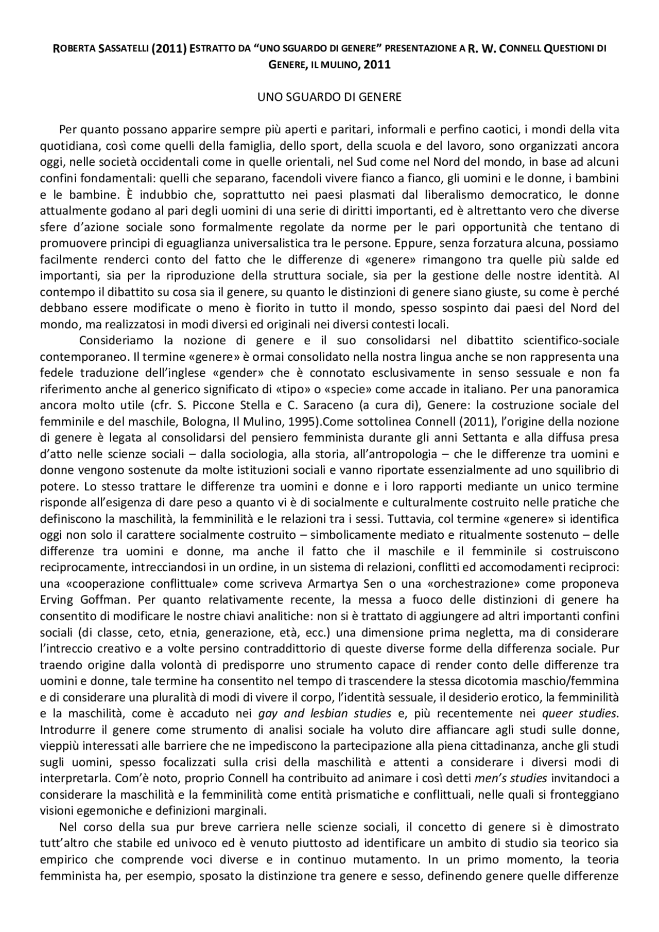 Questioni Di Genere Connel Docsity