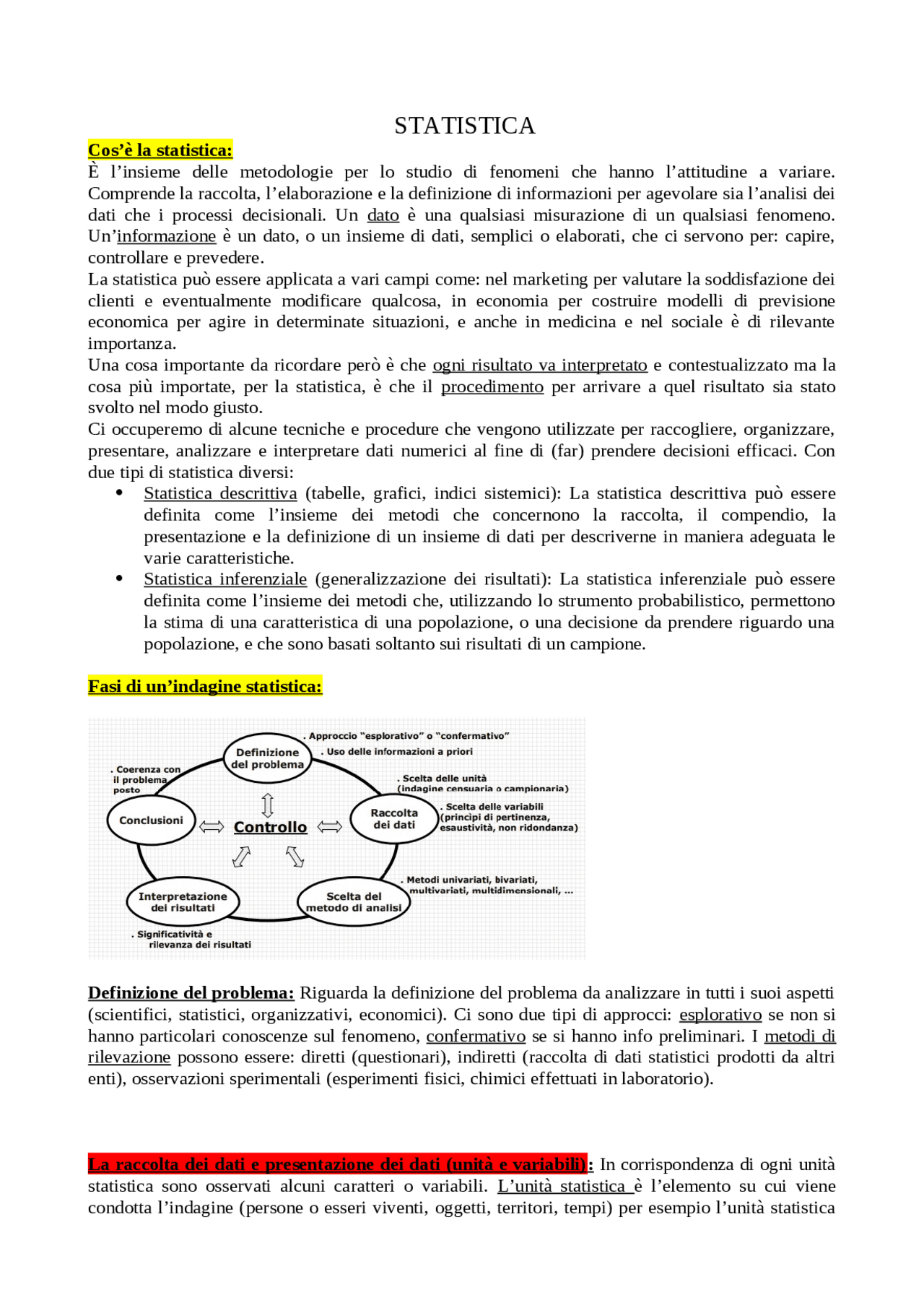 Statistica di base teoria inferenza - Docsity