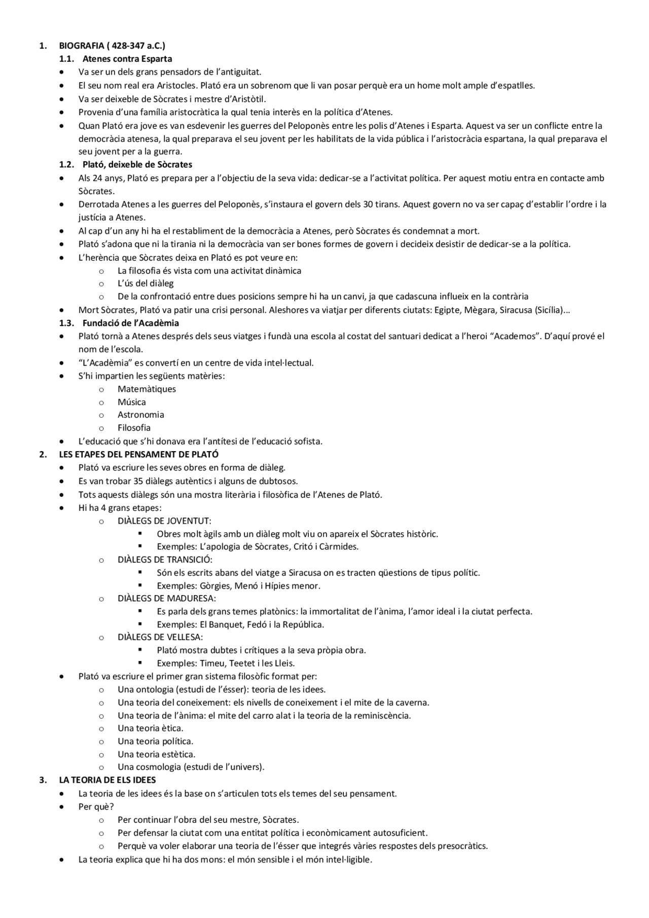 Filosofia Plató Selectivitat Resúmenes De Historia De La Filosofía