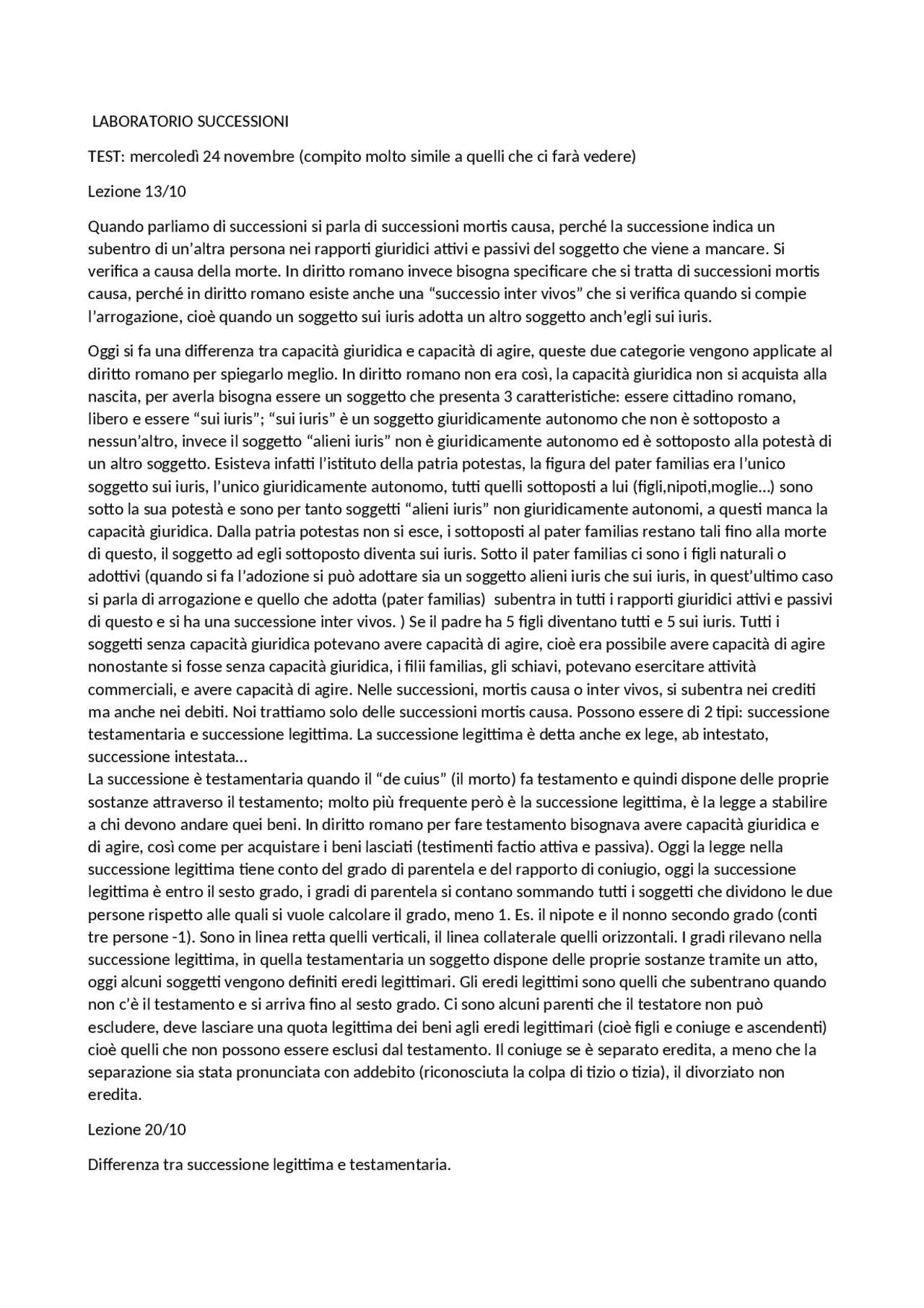 Laboratorio Successioni Docsity