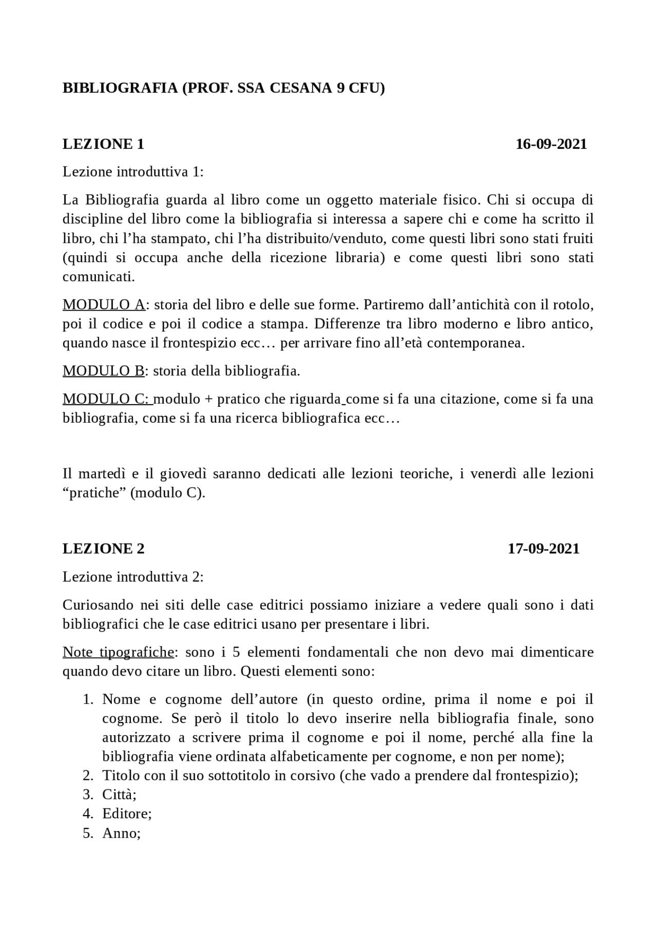 Appunti Di Bibliografia Prof Ssa Cesana 9 Cfu 202122 Docsity