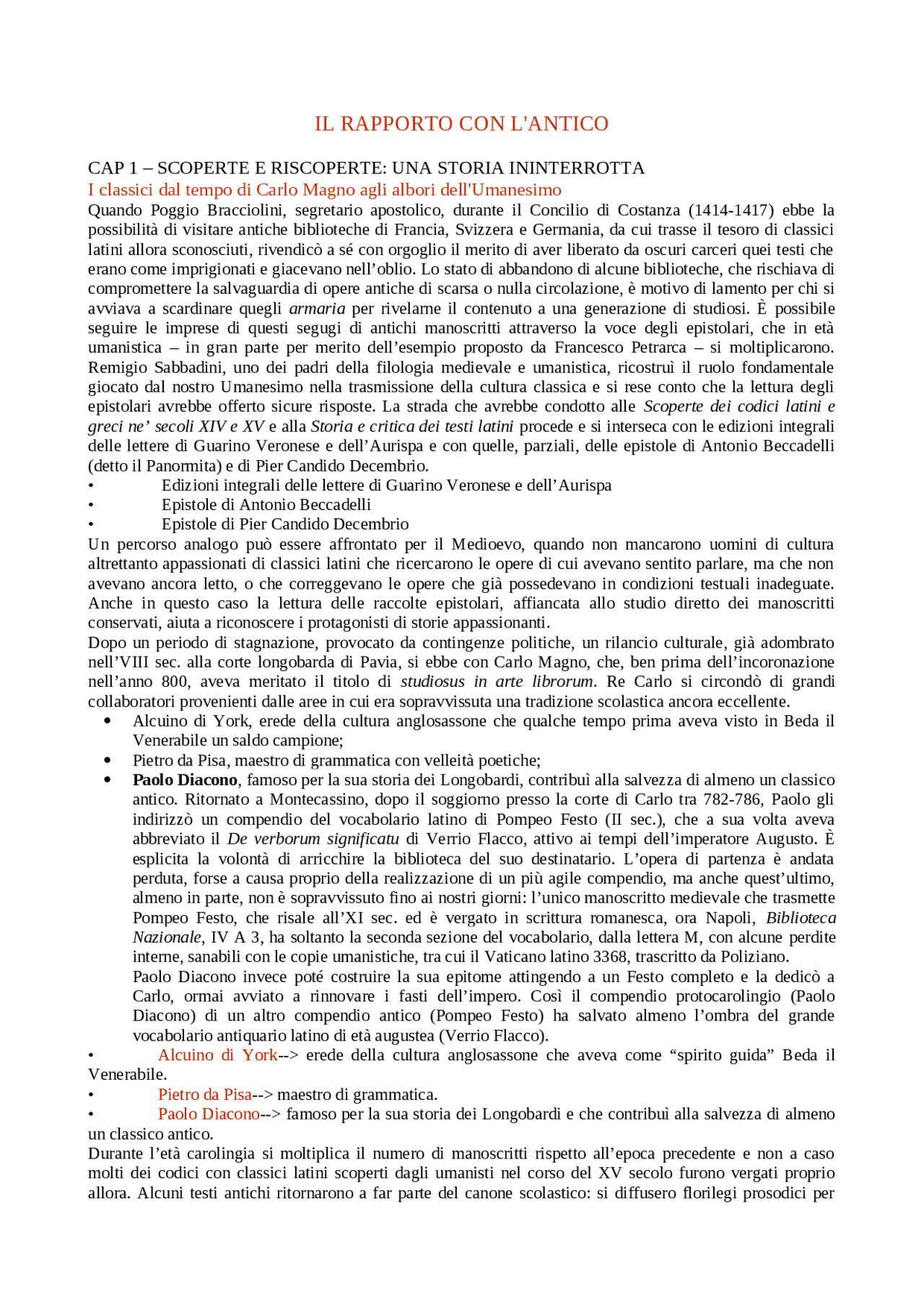 Il Rapporto Con Lantico Docsity