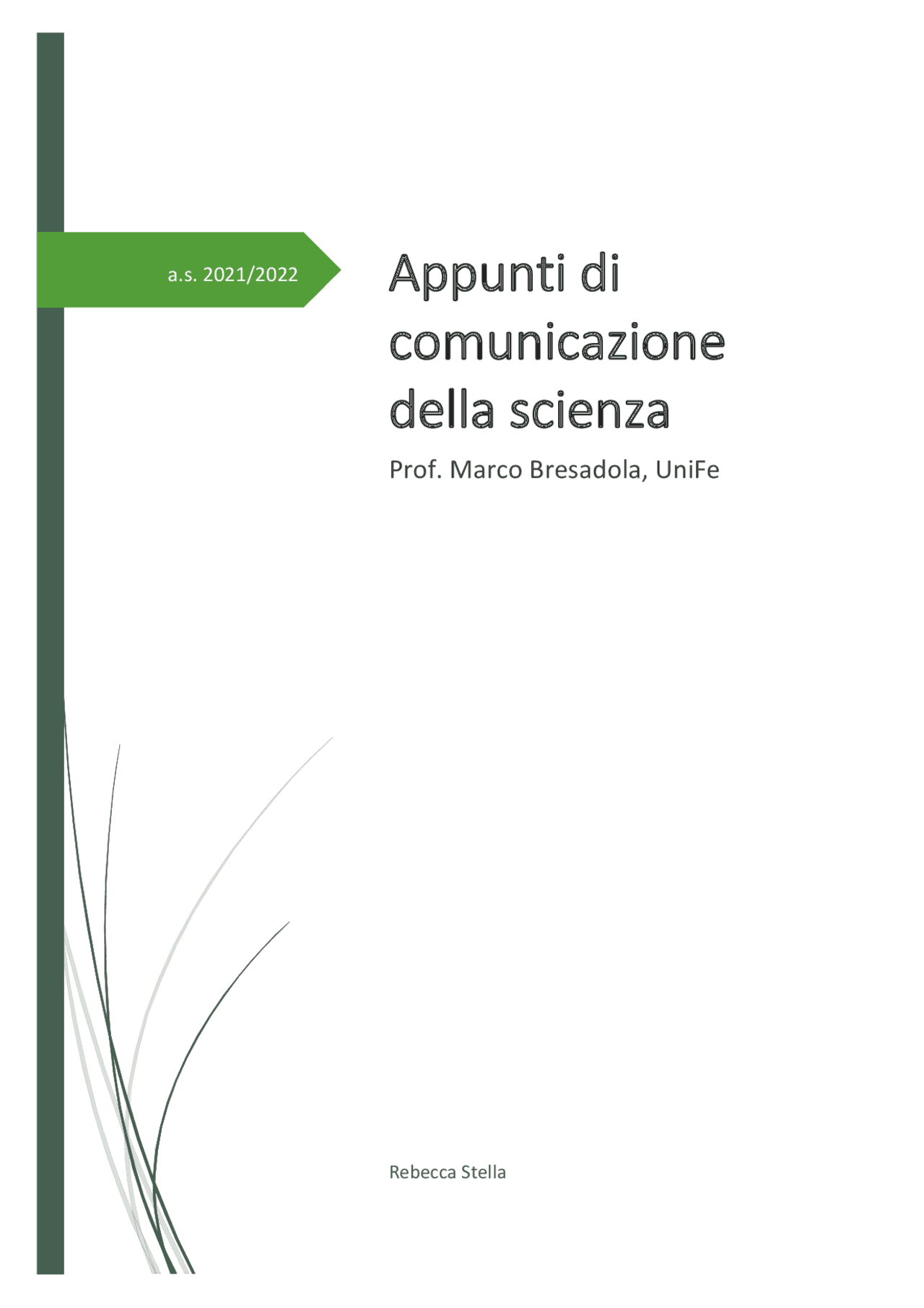 Appunti Comunicazione Della Scienza Docsity