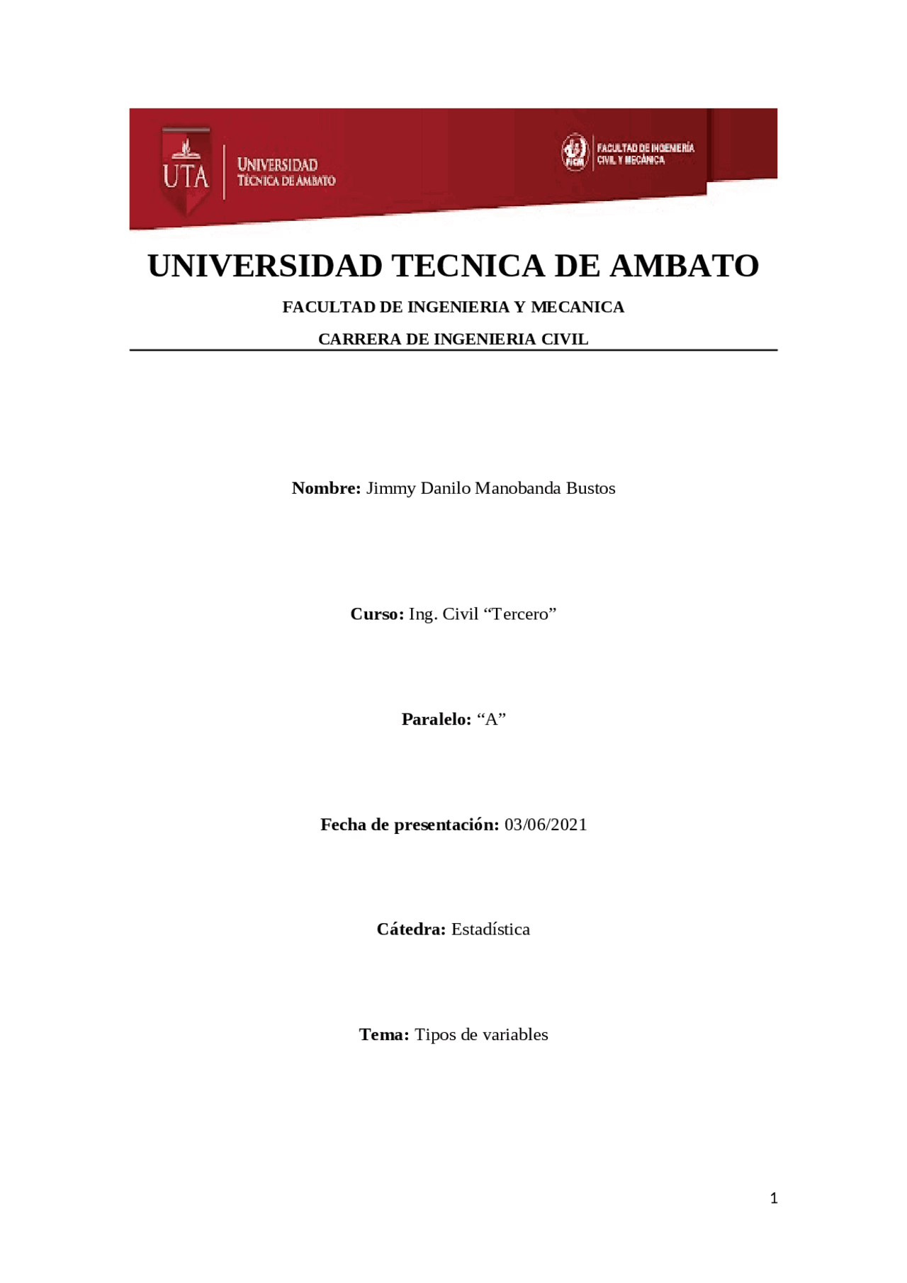 Tipo De Variables Estadisticas Docsity