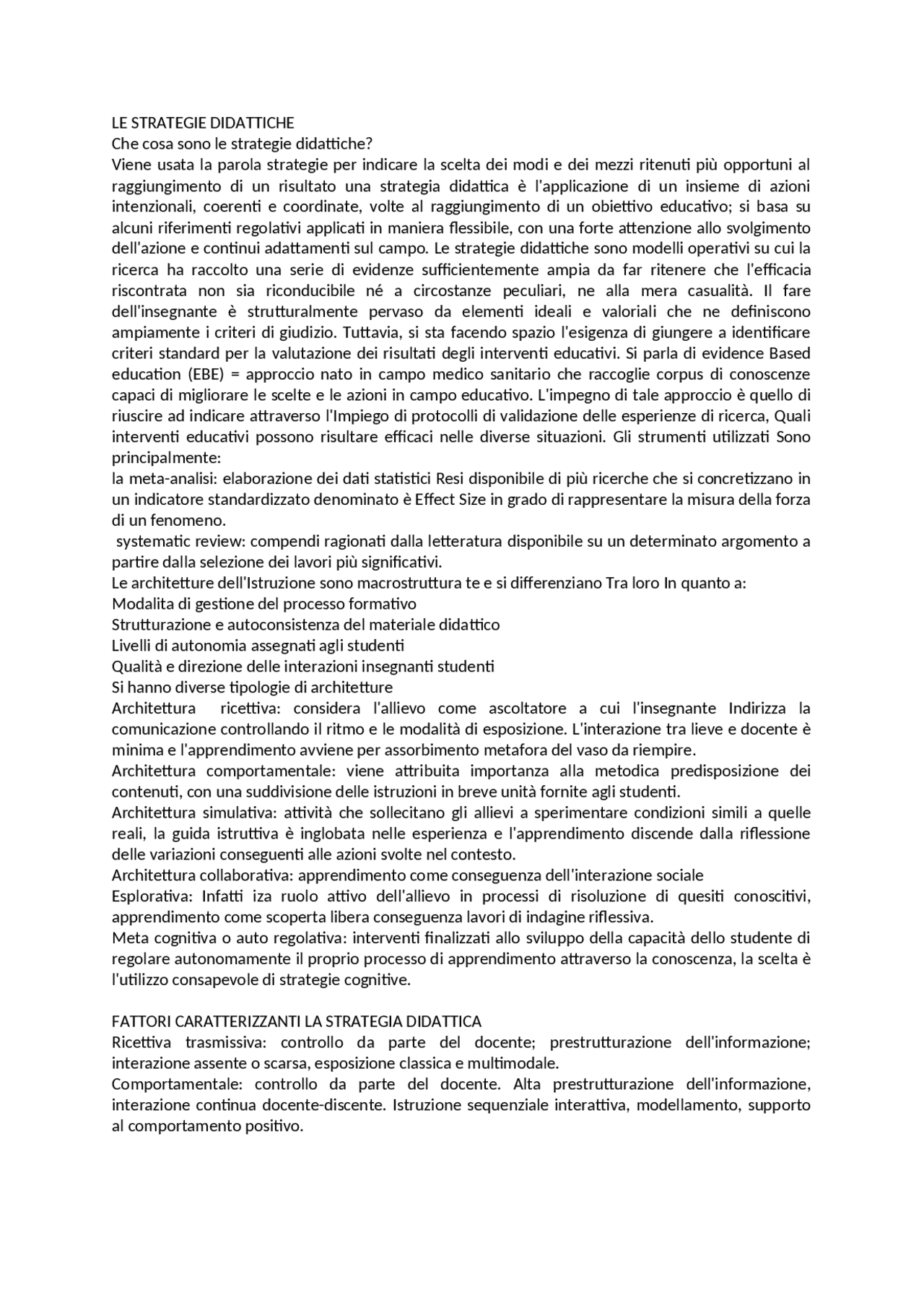 Le Strategie Didattiche Docsity