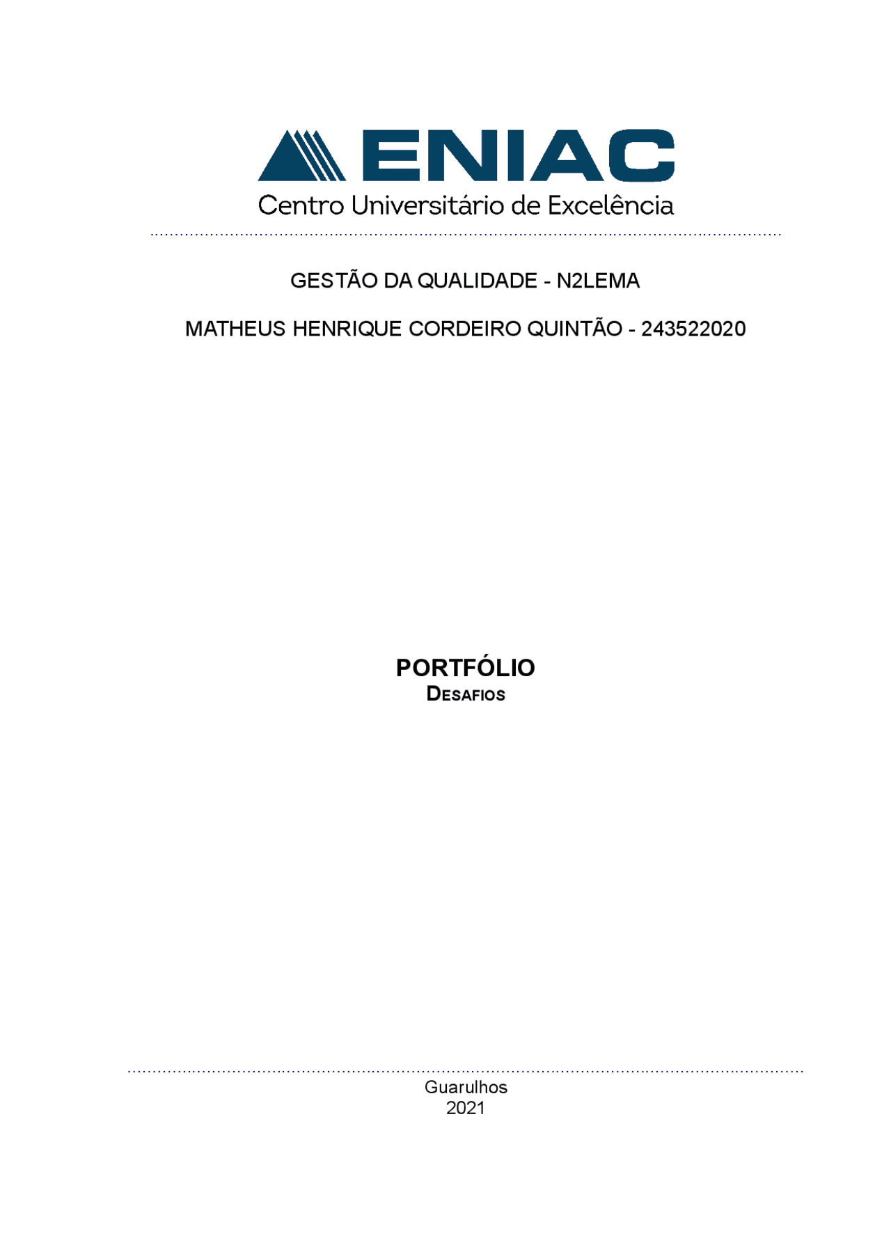 Gestão De Qualidade 2021 Docsity