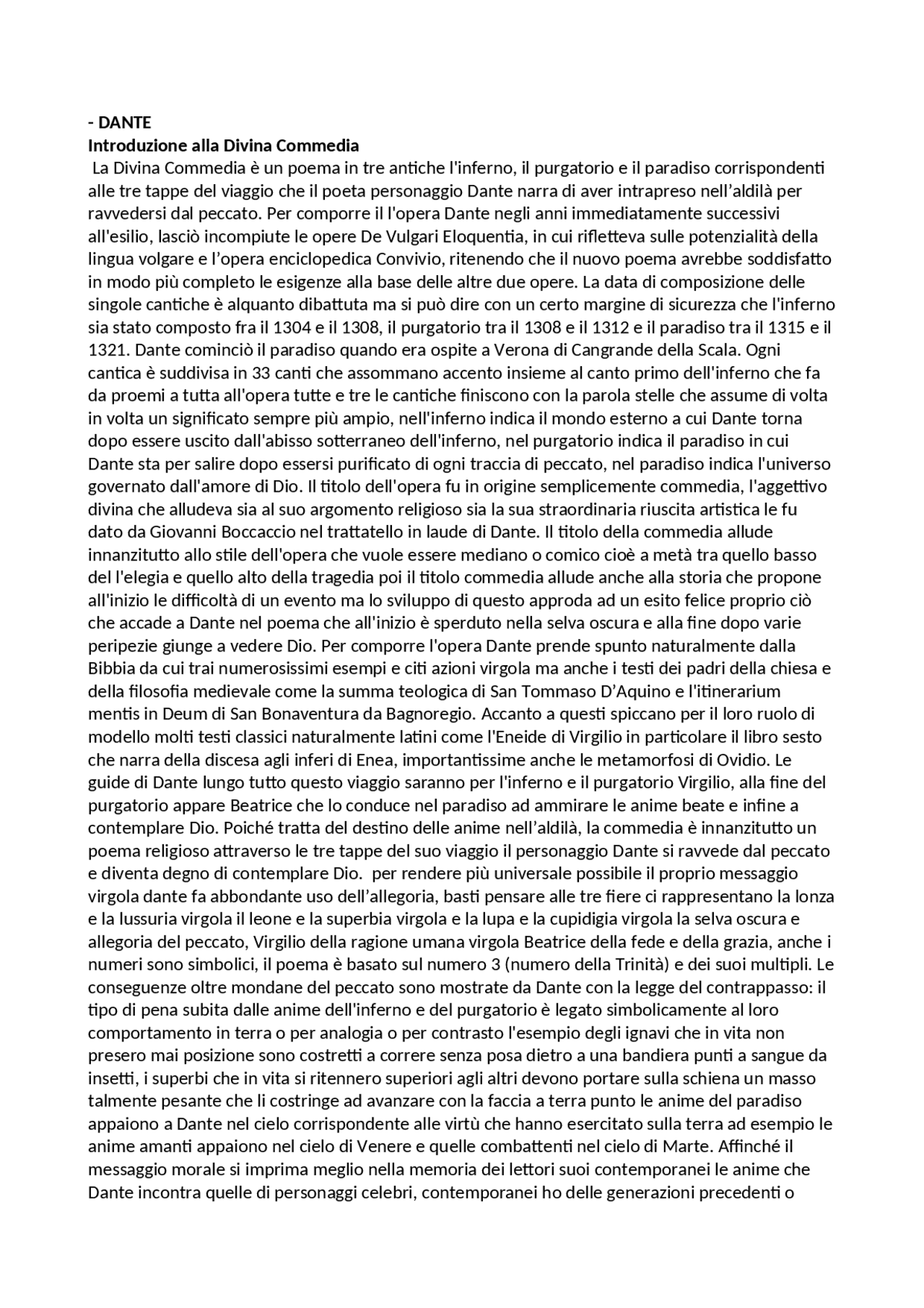 Dante Paradiso E I Suoi Canti Docsity