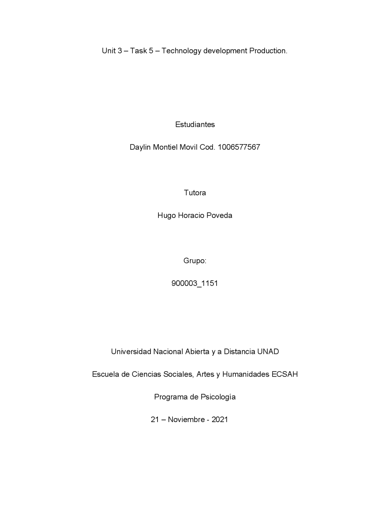 Unit 3 – Task 5 – Technology development Production.docx - Docsity