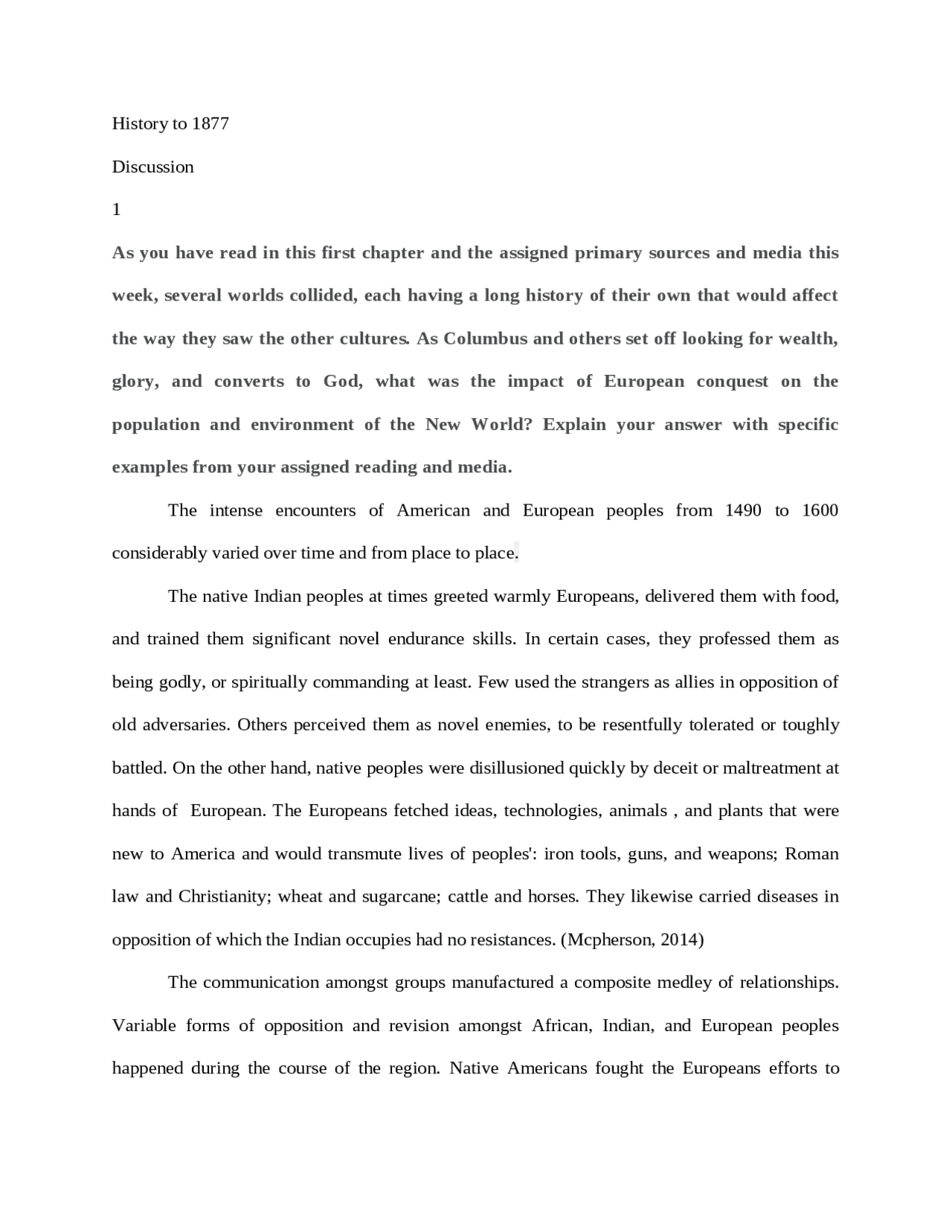 History to 1877 (history class) - Docsity