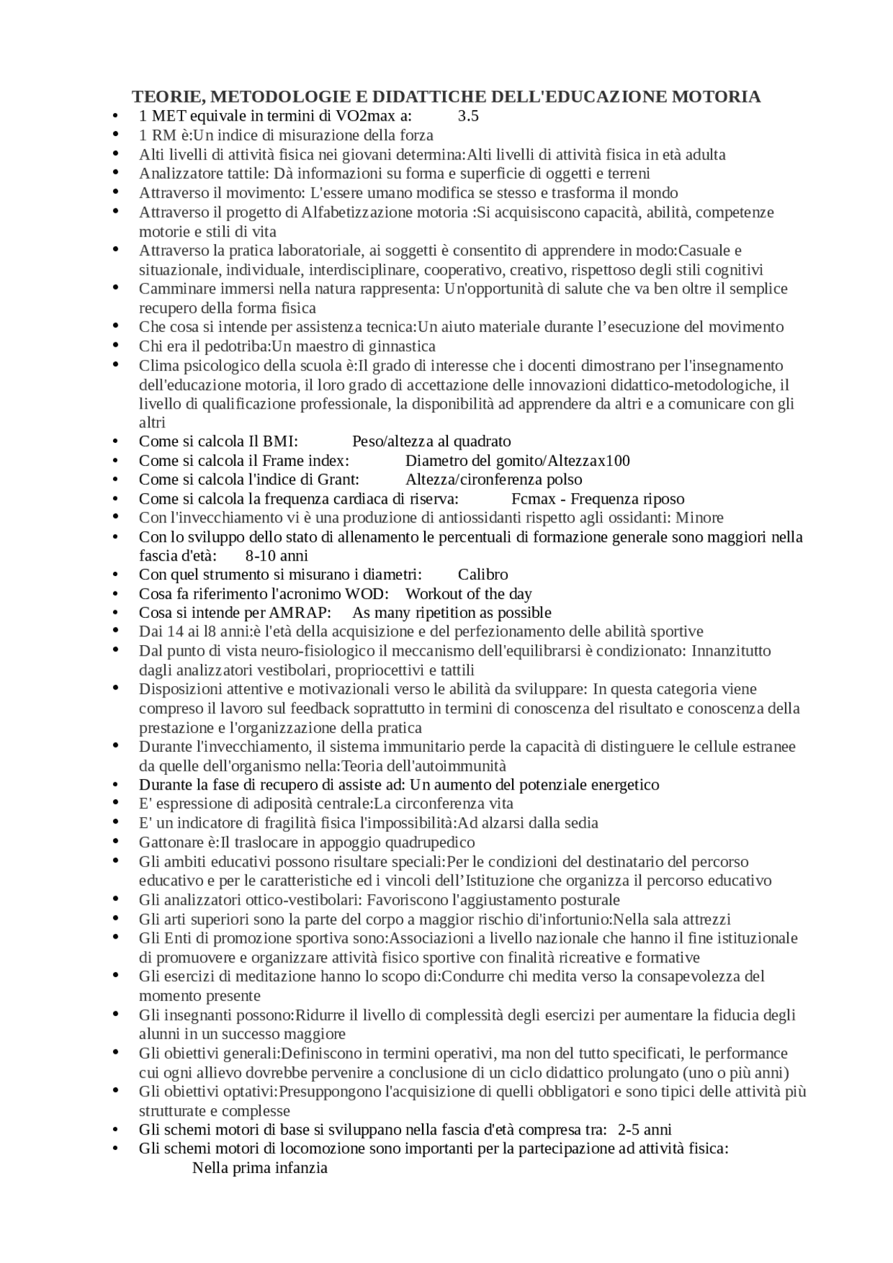 Teorie Metodologie E Didattiche Delleducazione Motoria Docsity
