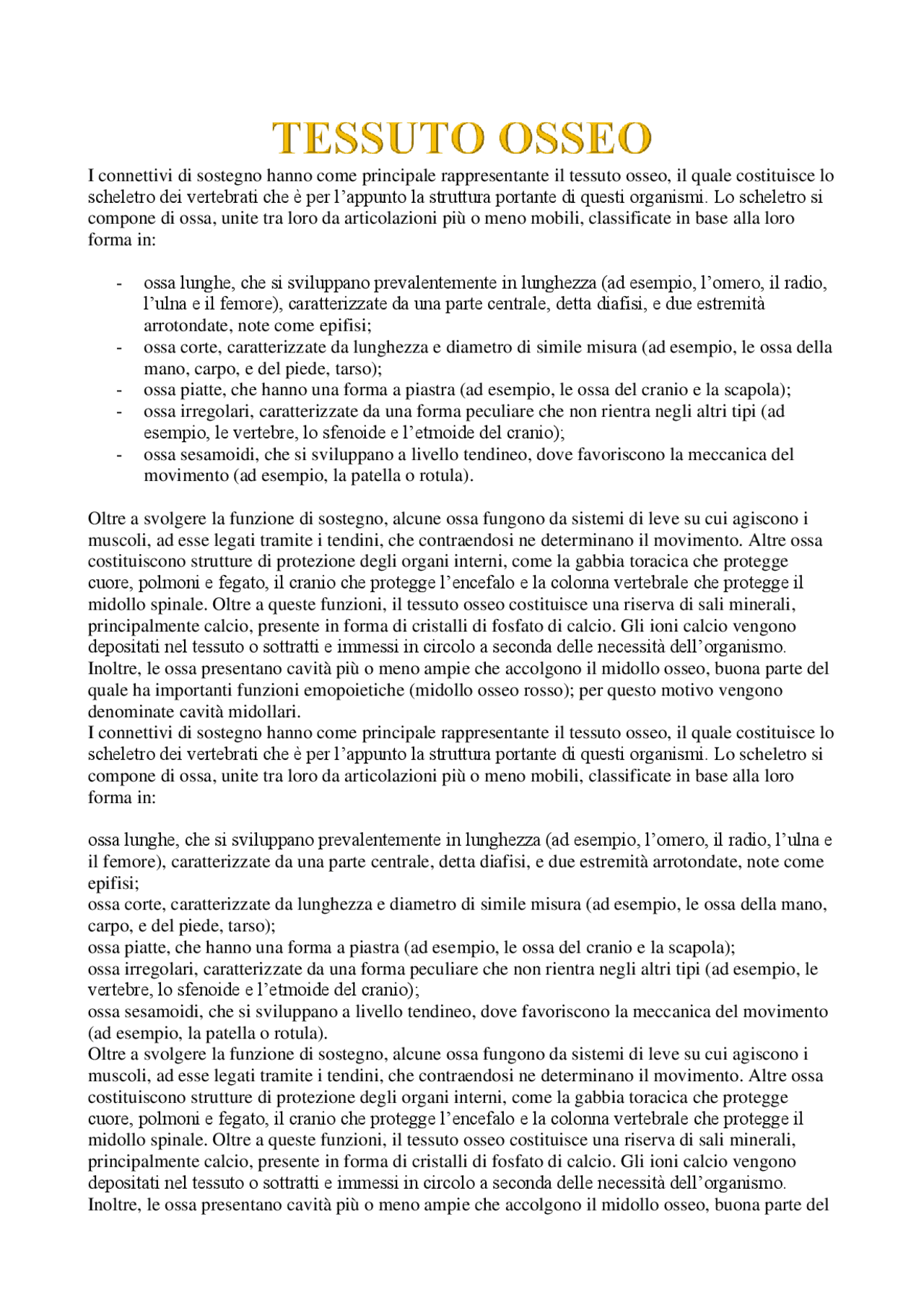 Tessuto Osseo Istologia Docsity