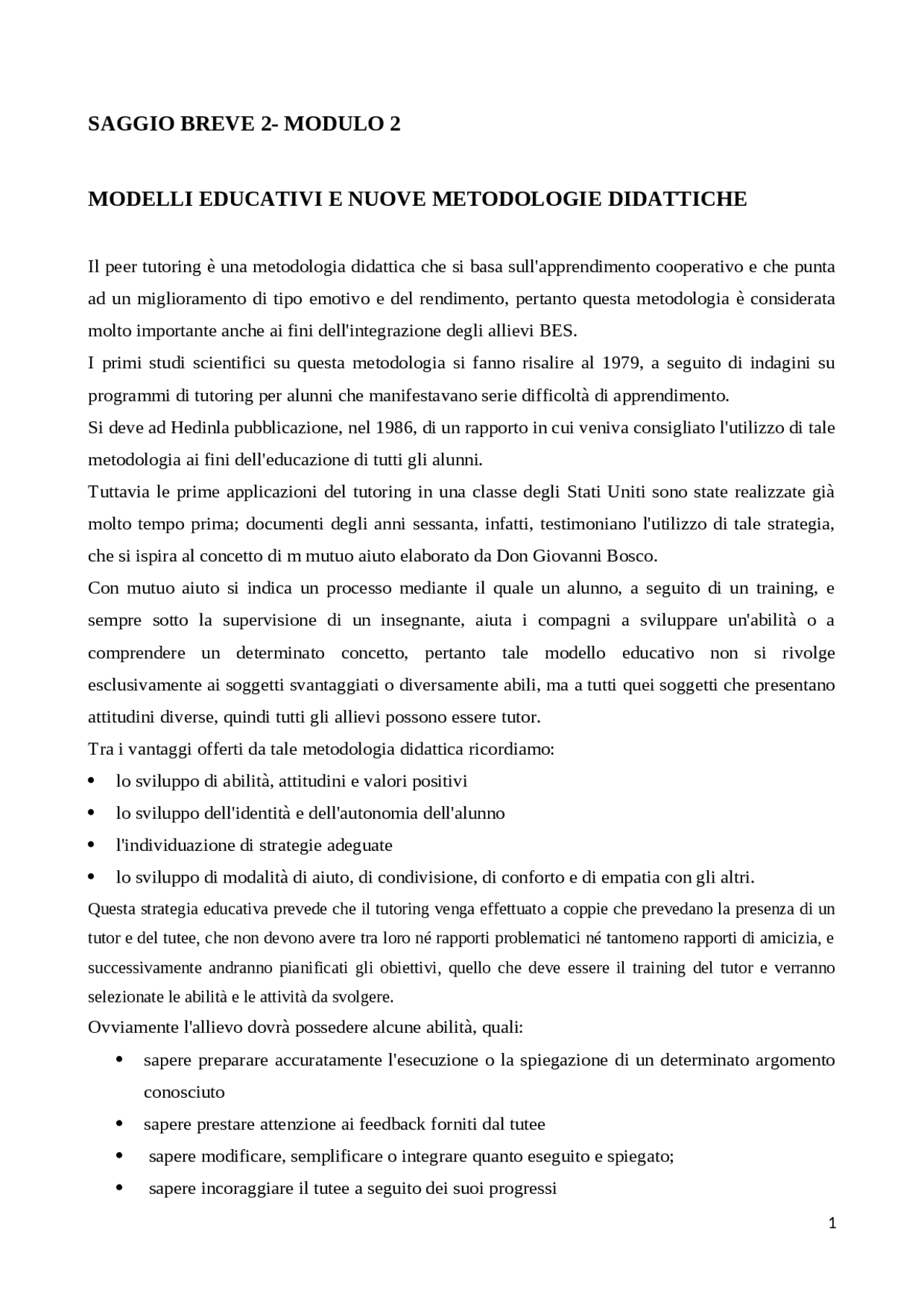 Saggio Master Primo Livello Docsity