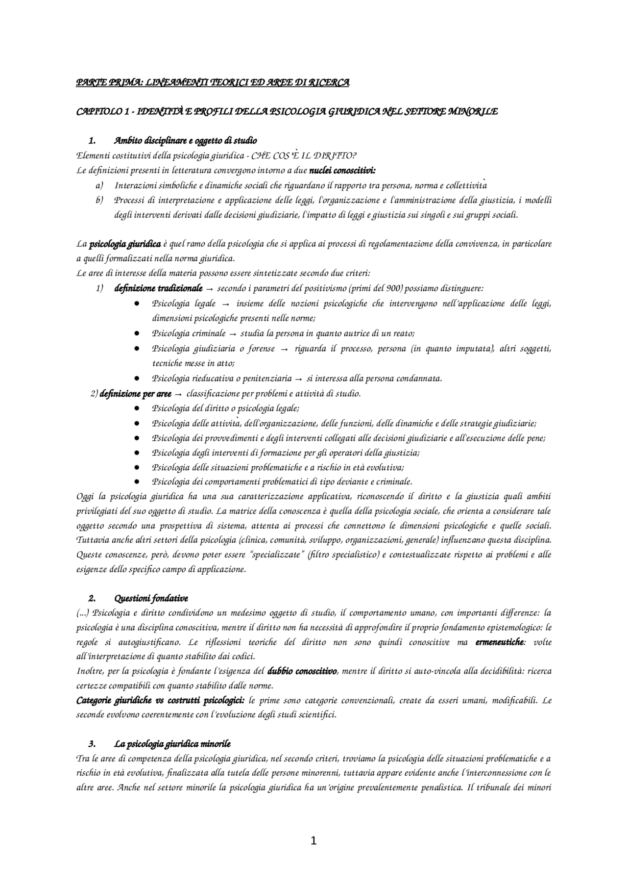 Psicologia Giuridica Minorile Docsity