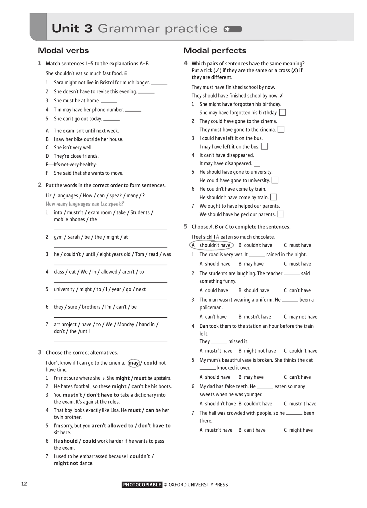 Grammar Practice: Modal Perfects and Modal Verbs | Apuntes de Inglés ...