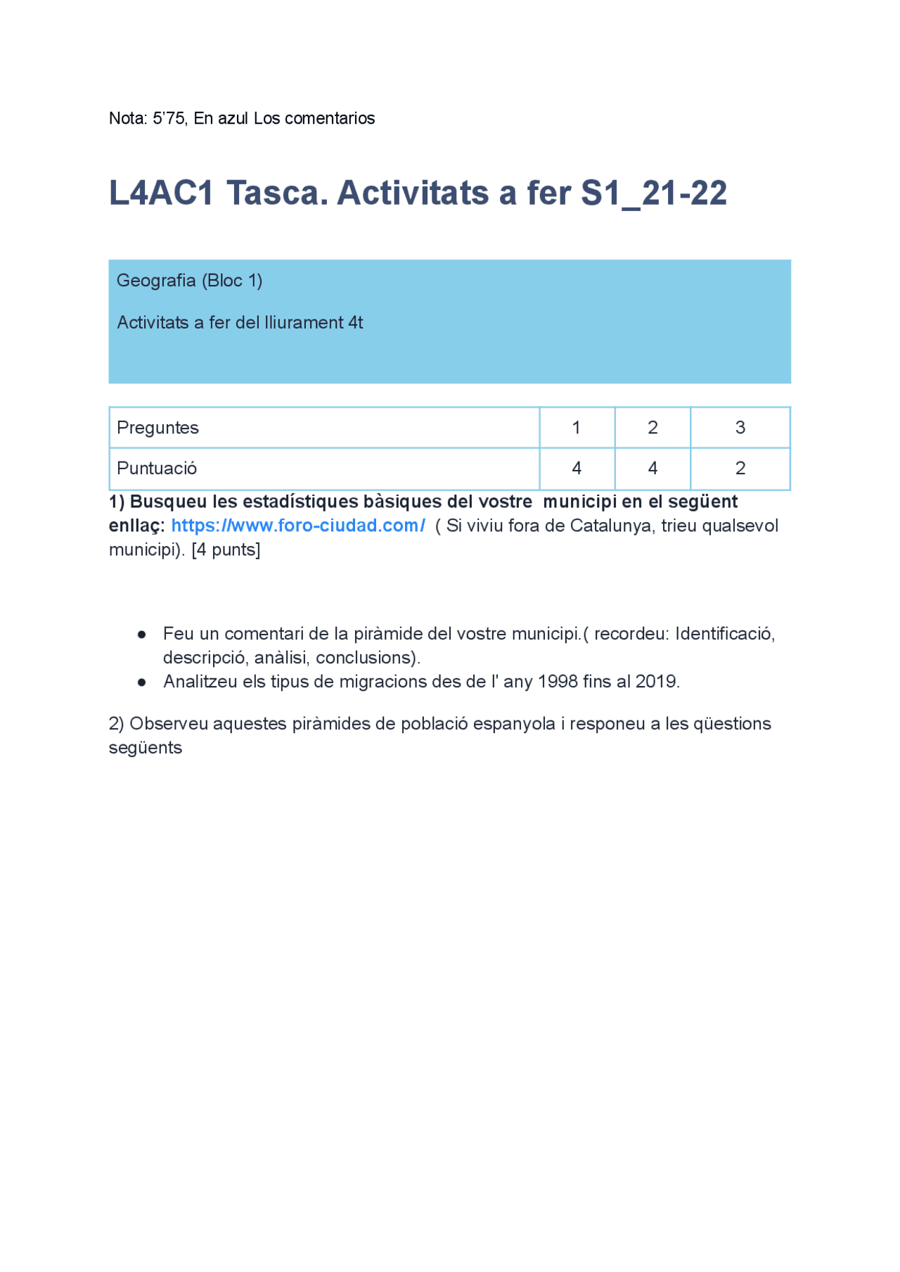 Lliurament 4 Ioc Geografia Bloc 1 Docsity