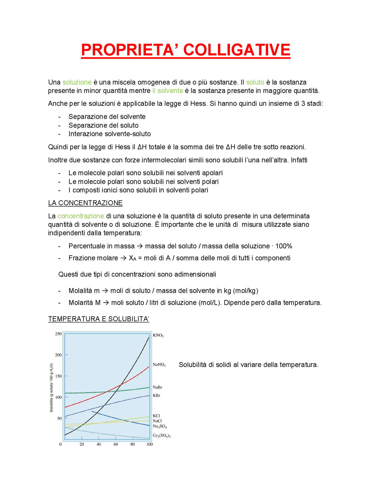 Appunti Sulle Proprietà Colligative Docsity