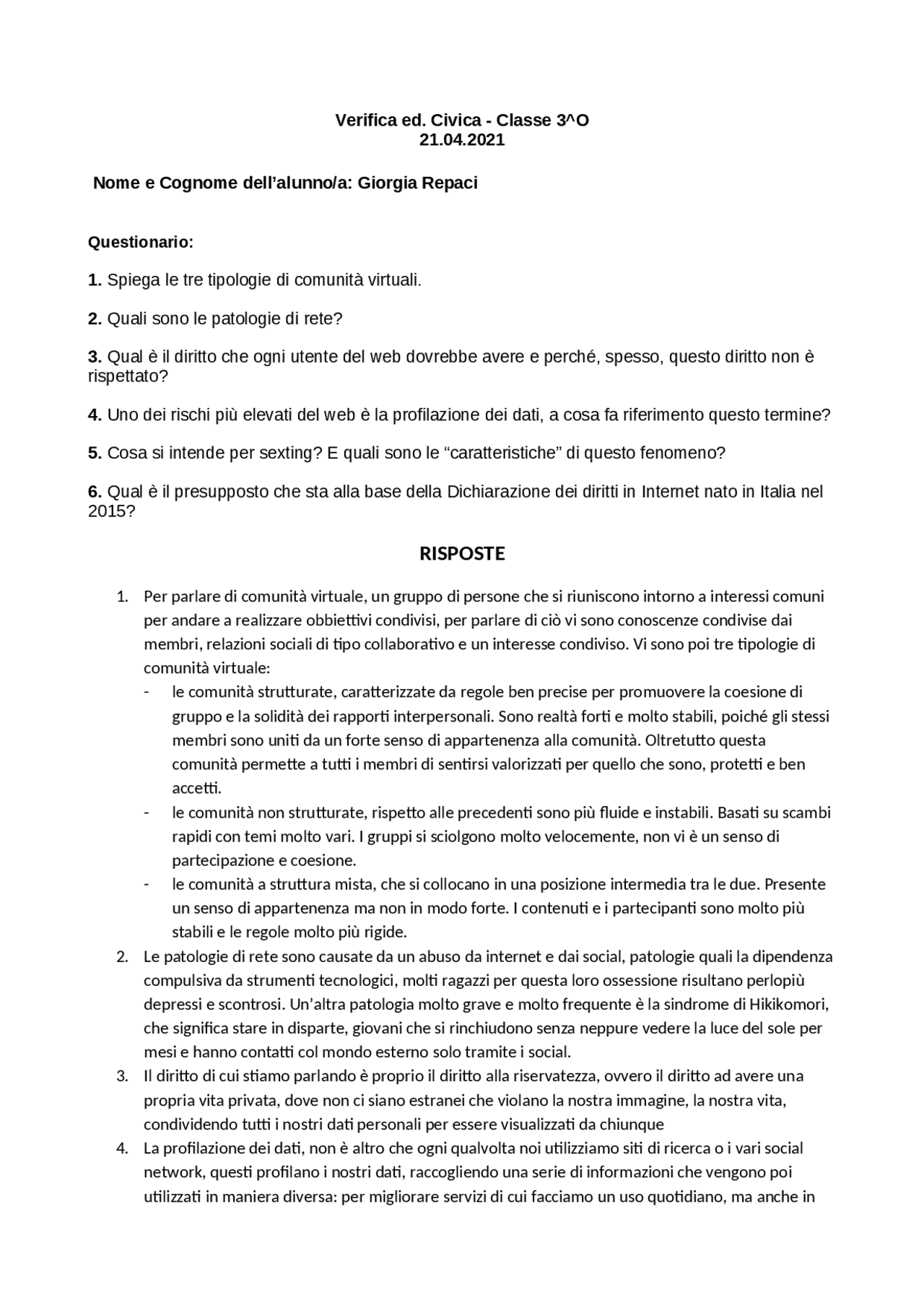 Approfondimenti Vari Docsity