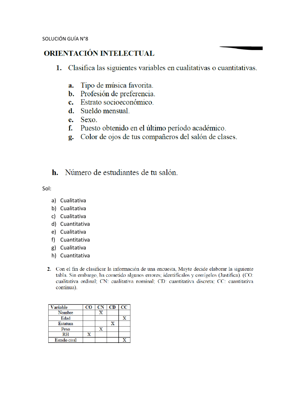 Solución de problemas de la guía N8 - Docsity