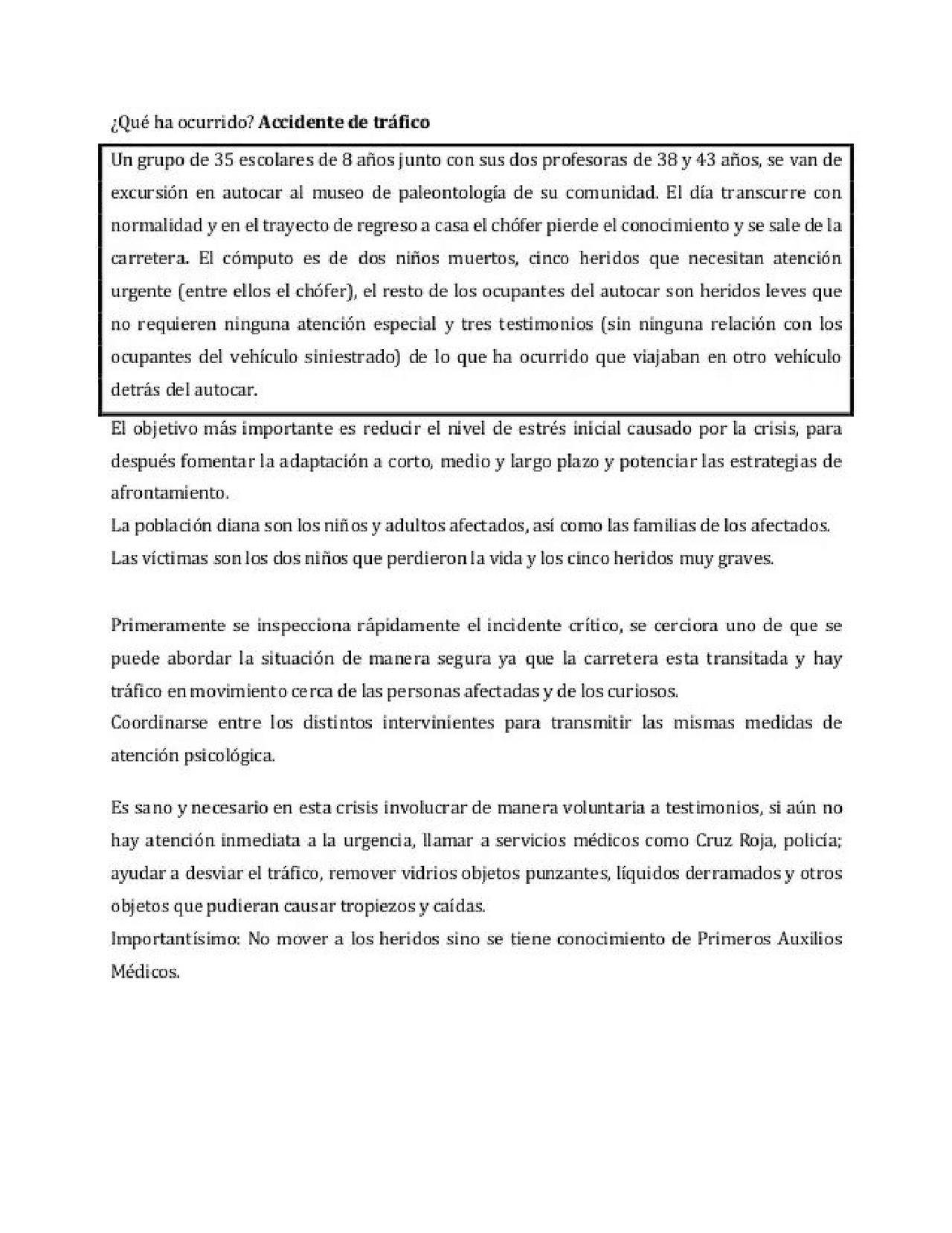 Primeros Auxilios Psicológicos Ejercicios De Psicología Docsity