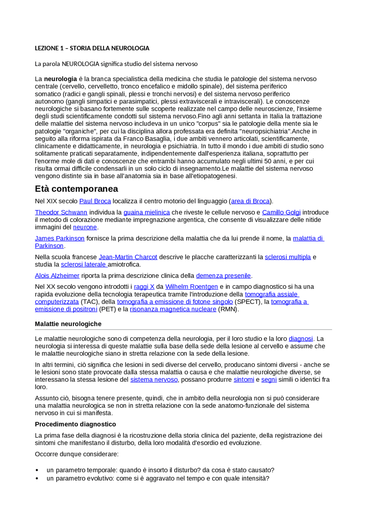 Appunti Di Neurologia Sui Vari Disturbi Docsity