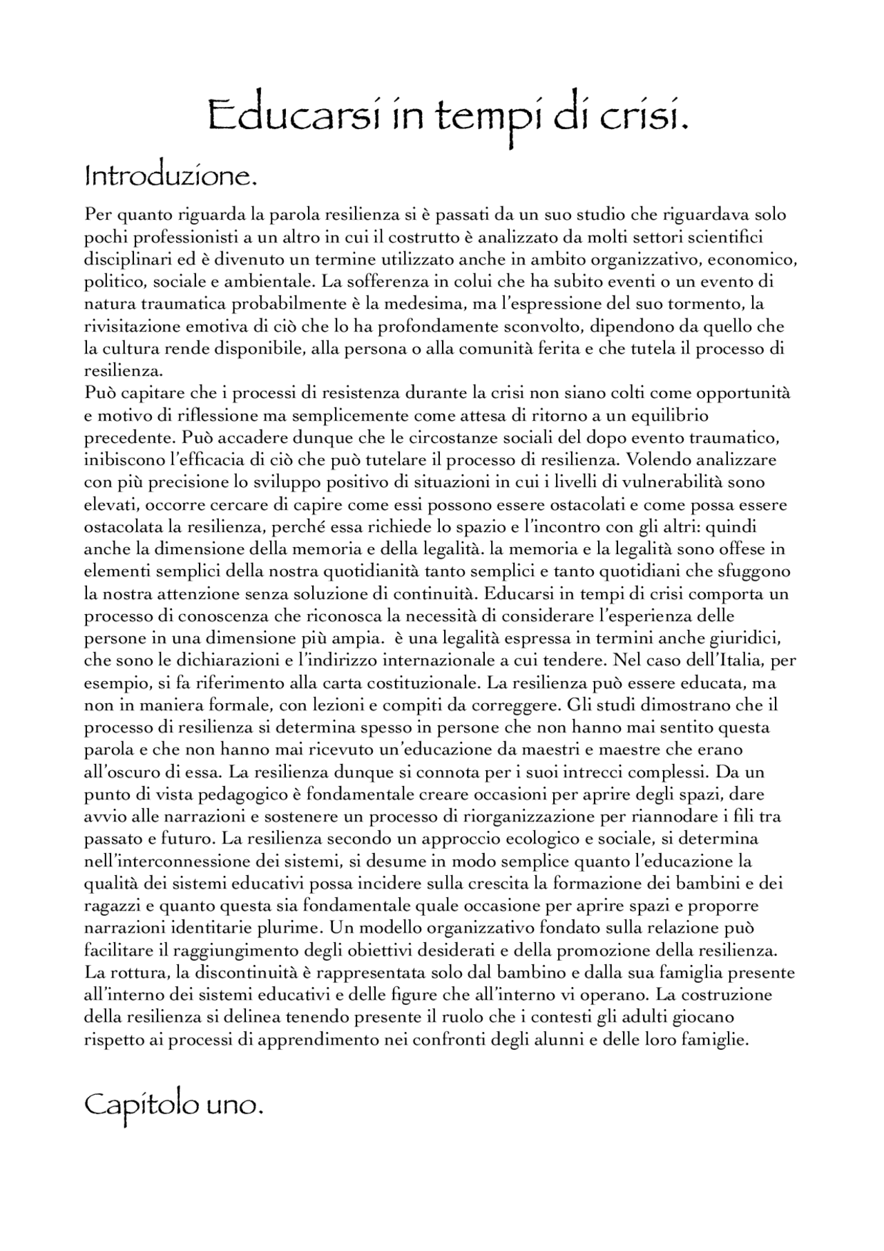 Riassunto Libro Educarsi In Tempi Di Crisi Sintesi Del Corso Di