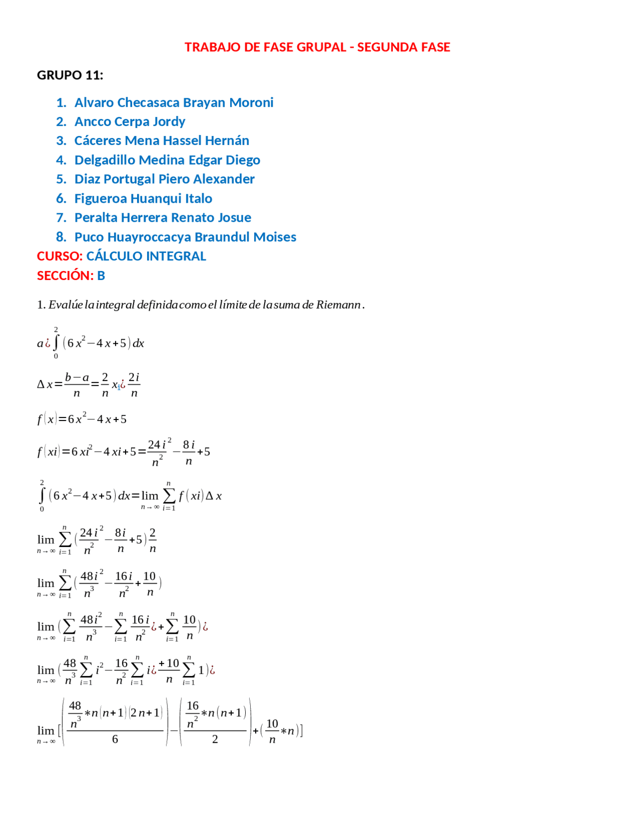 Ejercicios De Calculo Integral Docsity