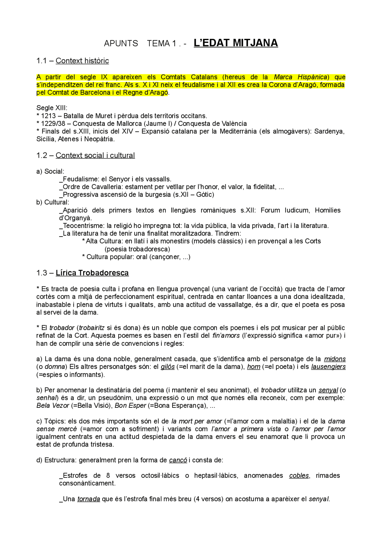 T1 Catalan Batxillerato Docsity