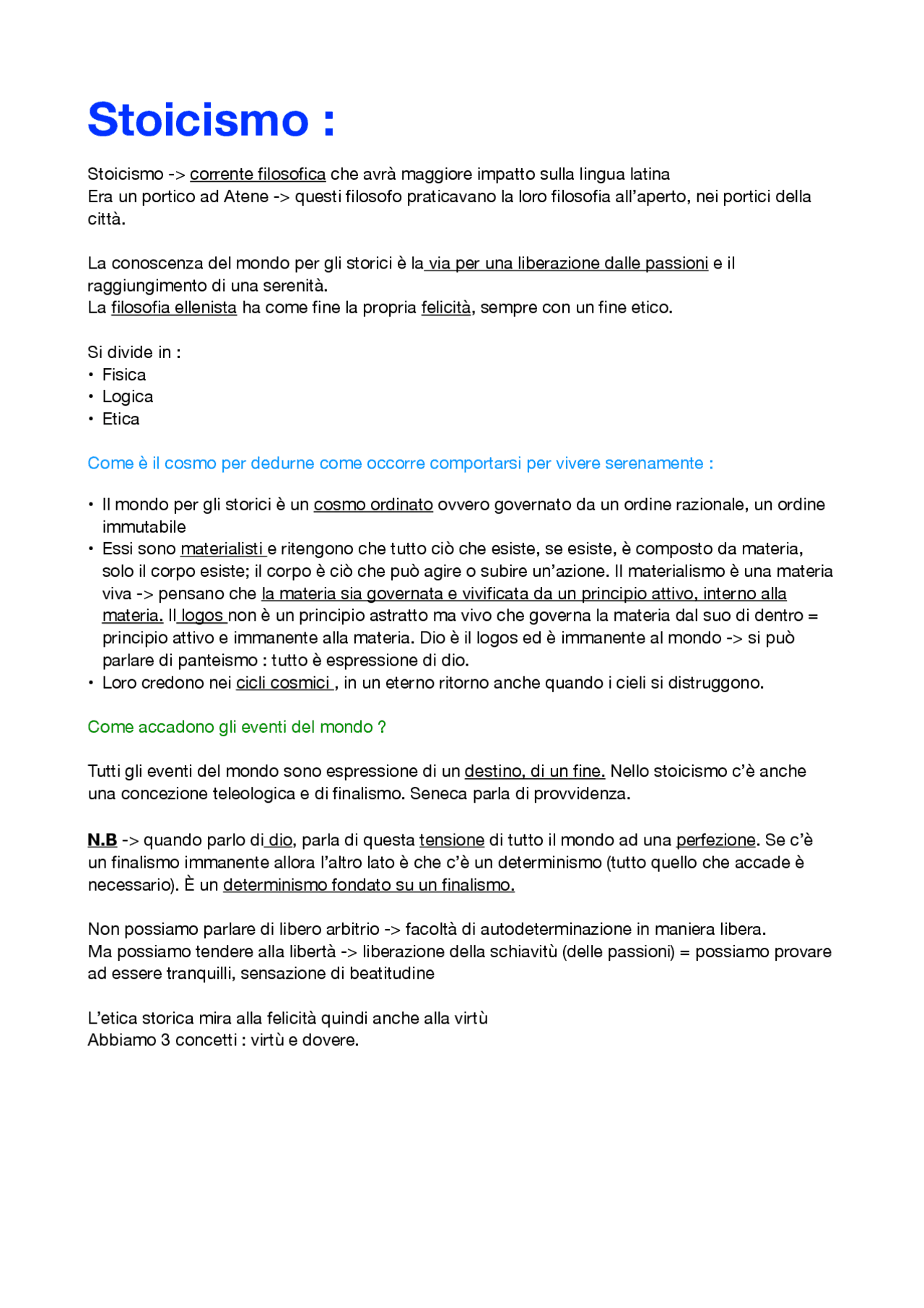 Lo Stoicismo Filosofia Docsity