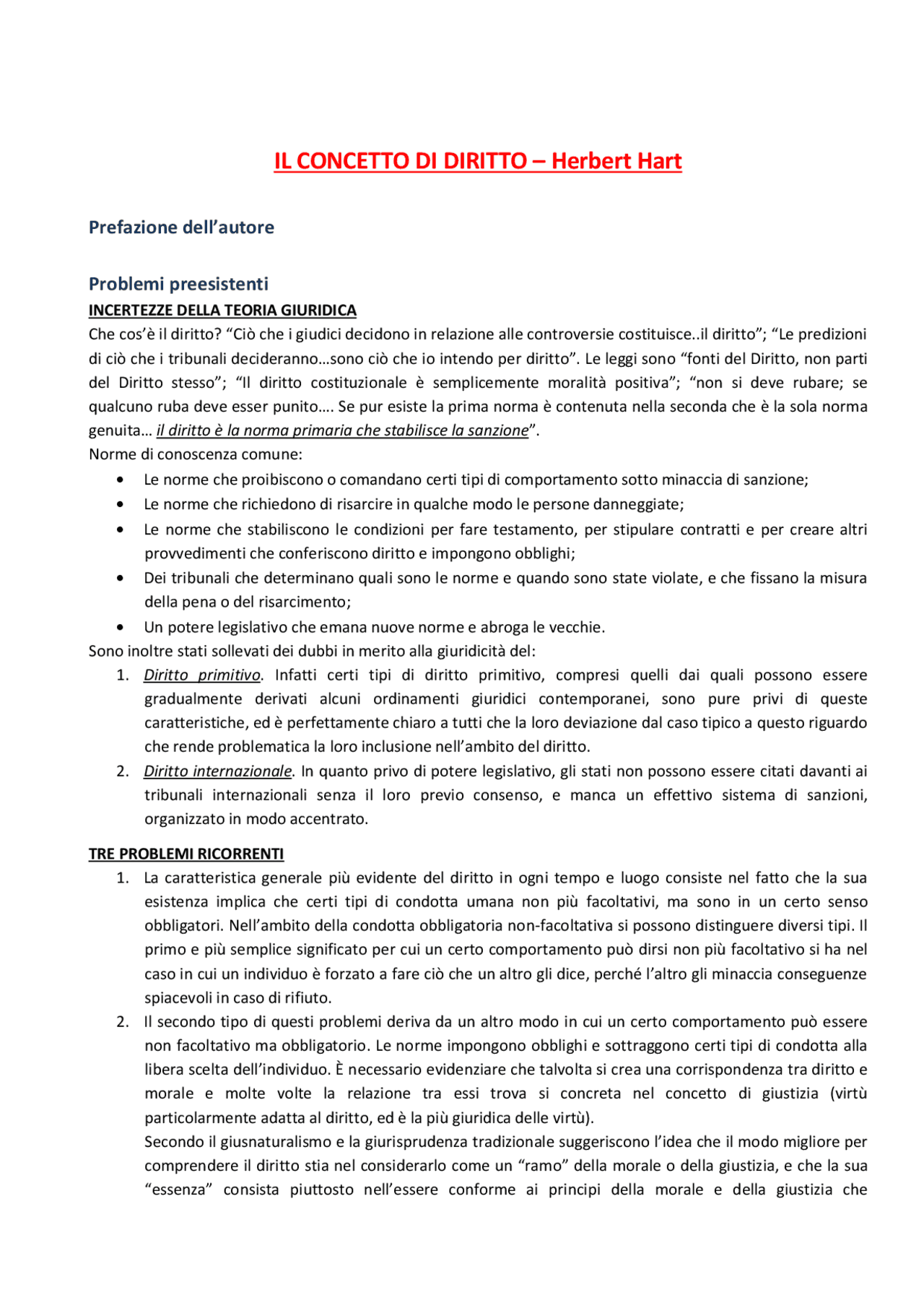 Il Concetto Di Diritto Harbert Hart Docsity