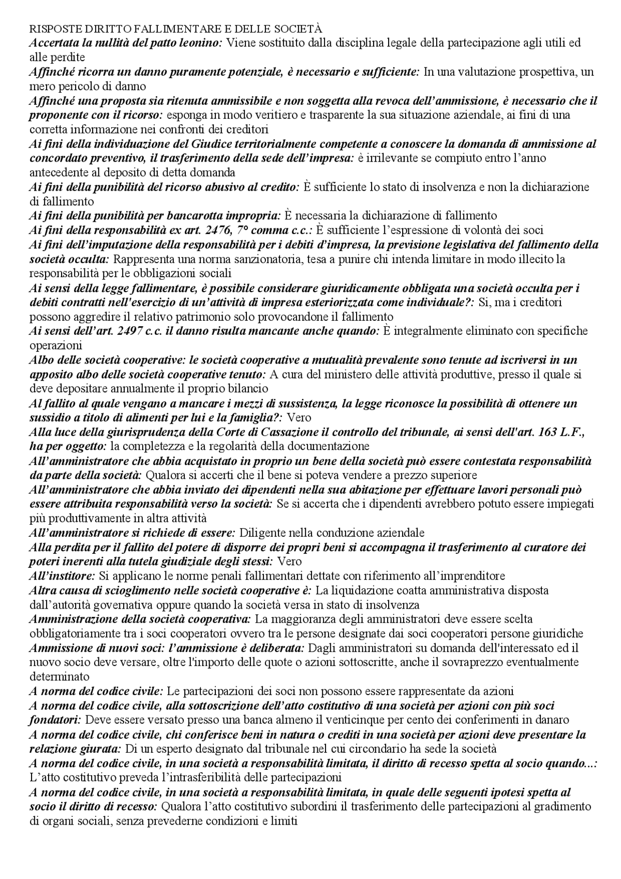 Diritto Fallimentare Docsity