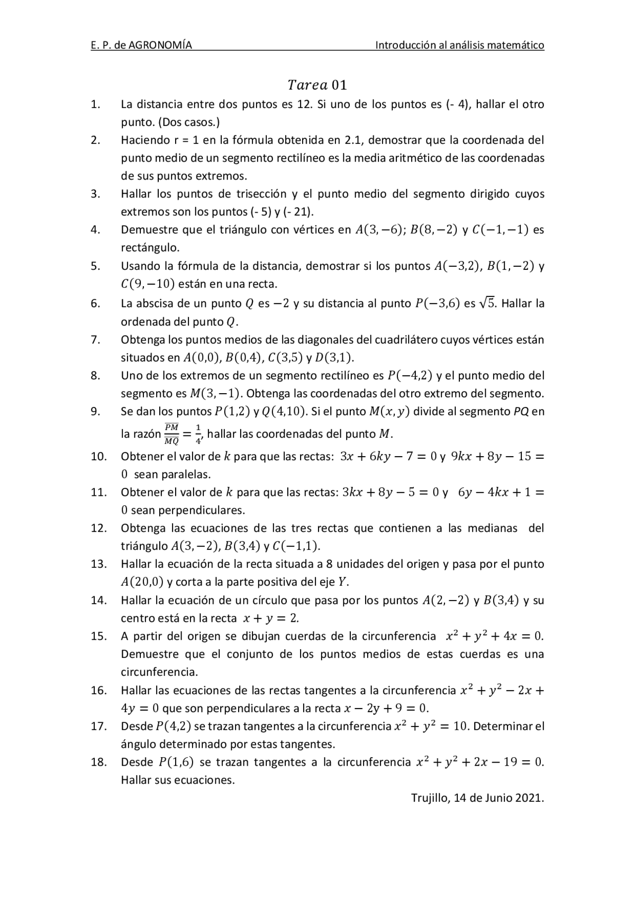AnÁlisis MatemÁtico Prácticas De Clase I Ciclo Docsity
