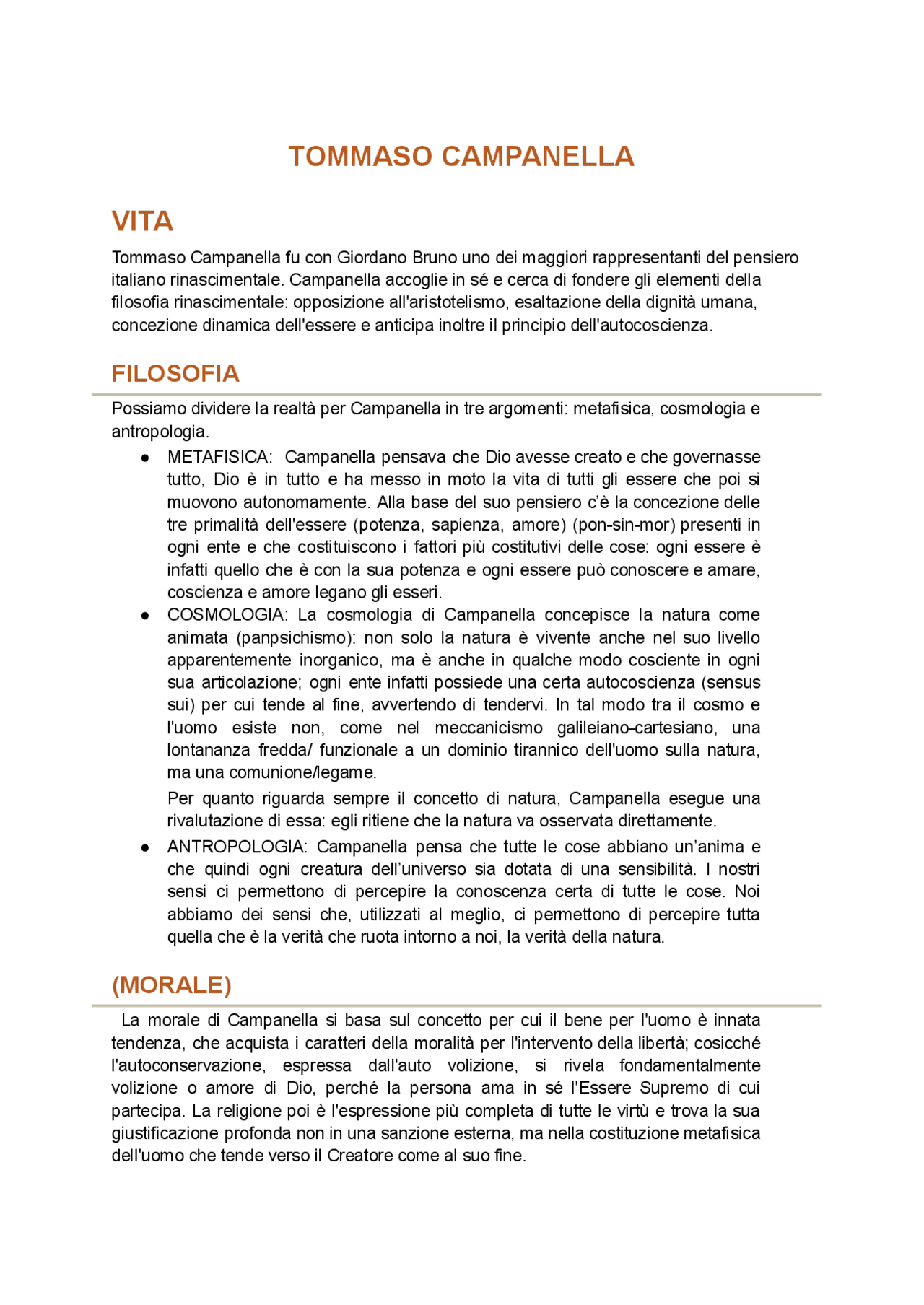 Tommaso Campanella E La Città Del Sole Docsity