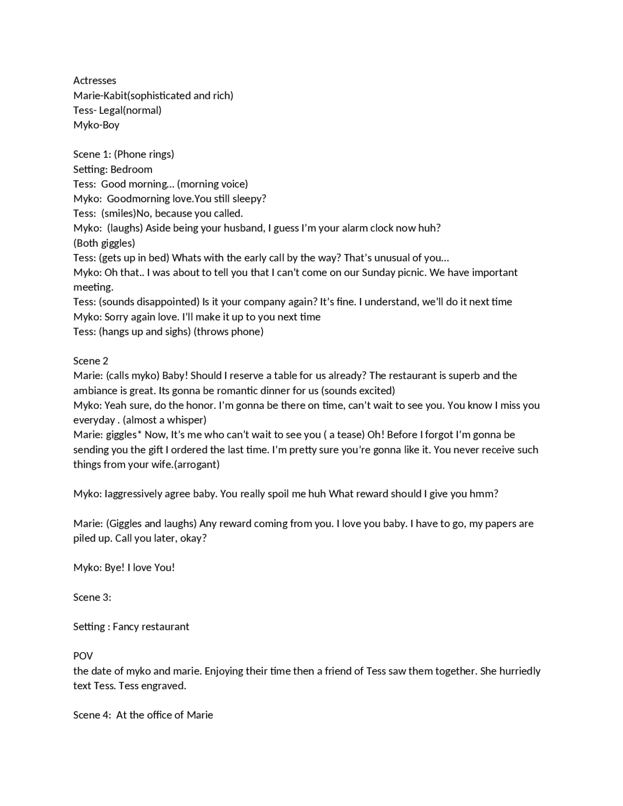 A script for a drama (English) - Docsity