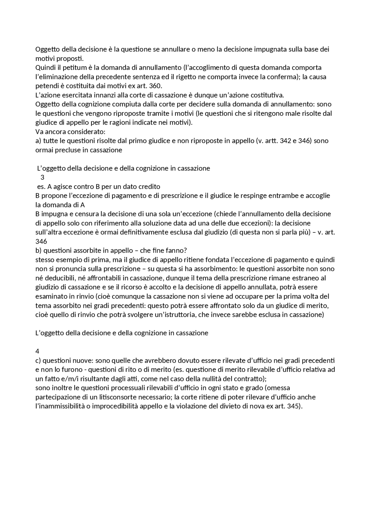 Oggetto Giudizio Cassazione Docsity