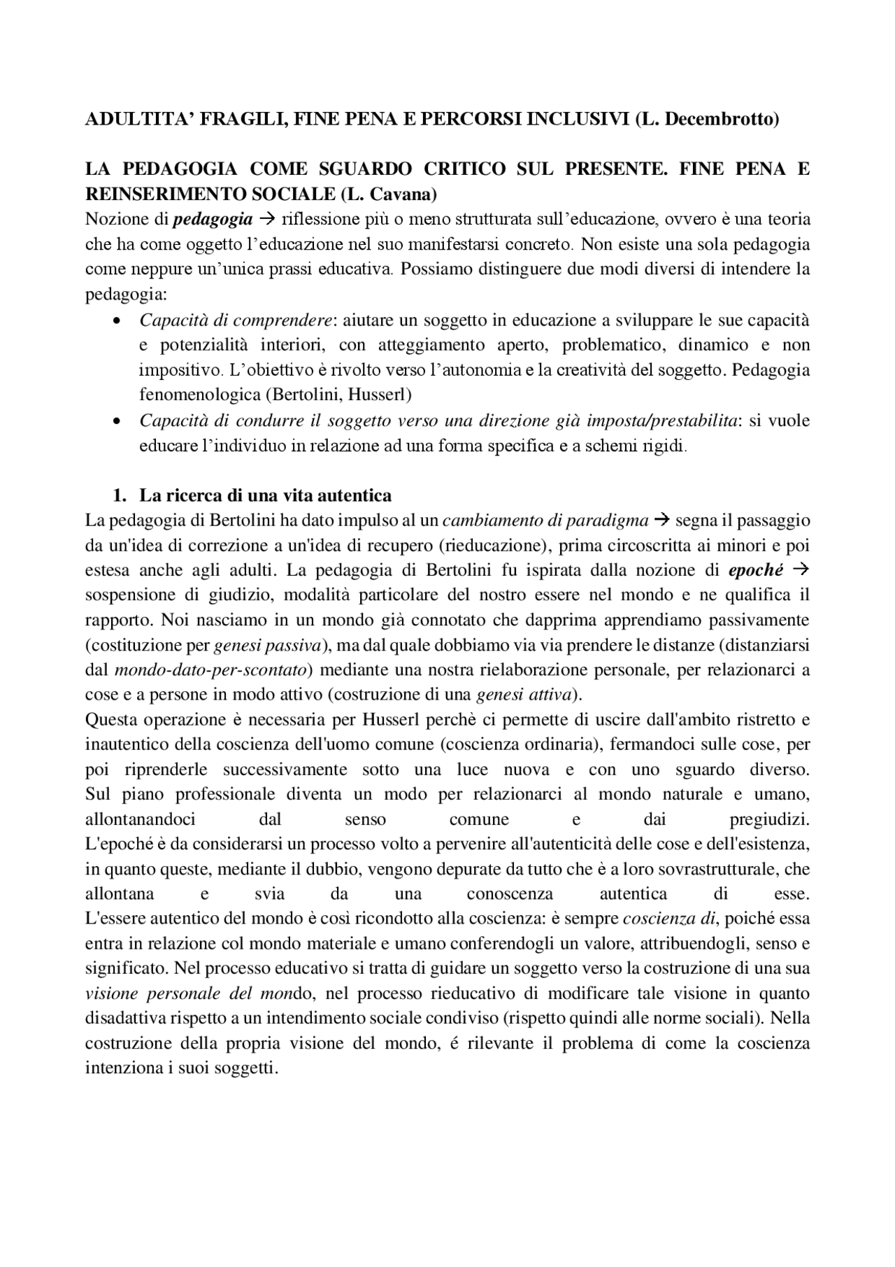 AdultitÀ Fragili Fine Pena E Percorsi Inclusivi Docsity